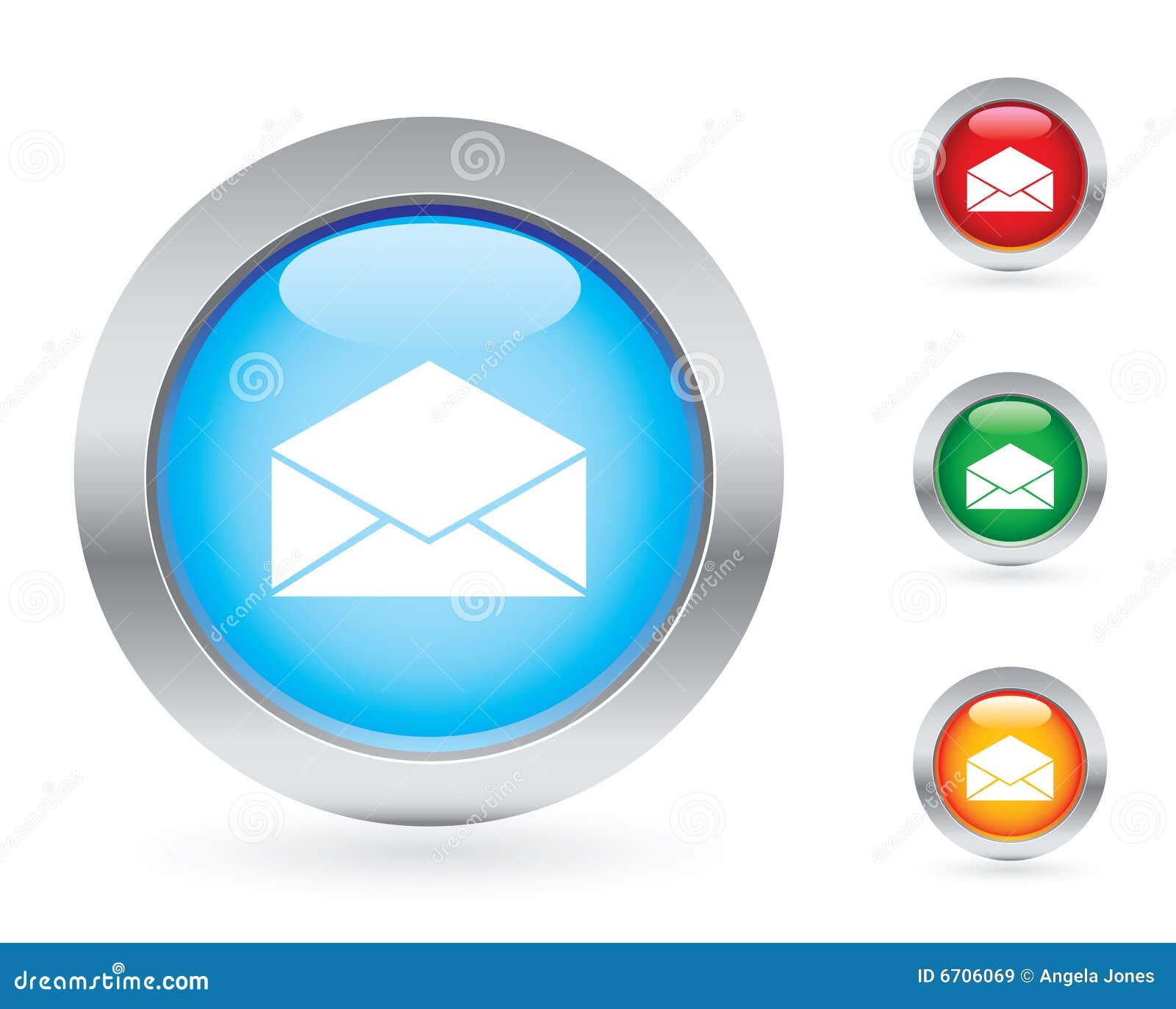 Mail button set stock vector. Illustration of green, email - 6706069
