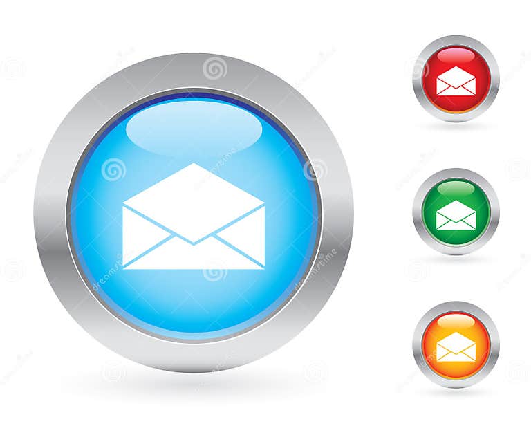 Mail button set stock vector. Illustration of green, email - 6706069