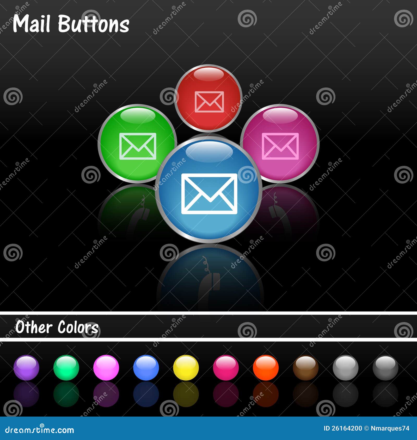 Mail Buttons stock vector. Illustration of blue, glass - 26164200