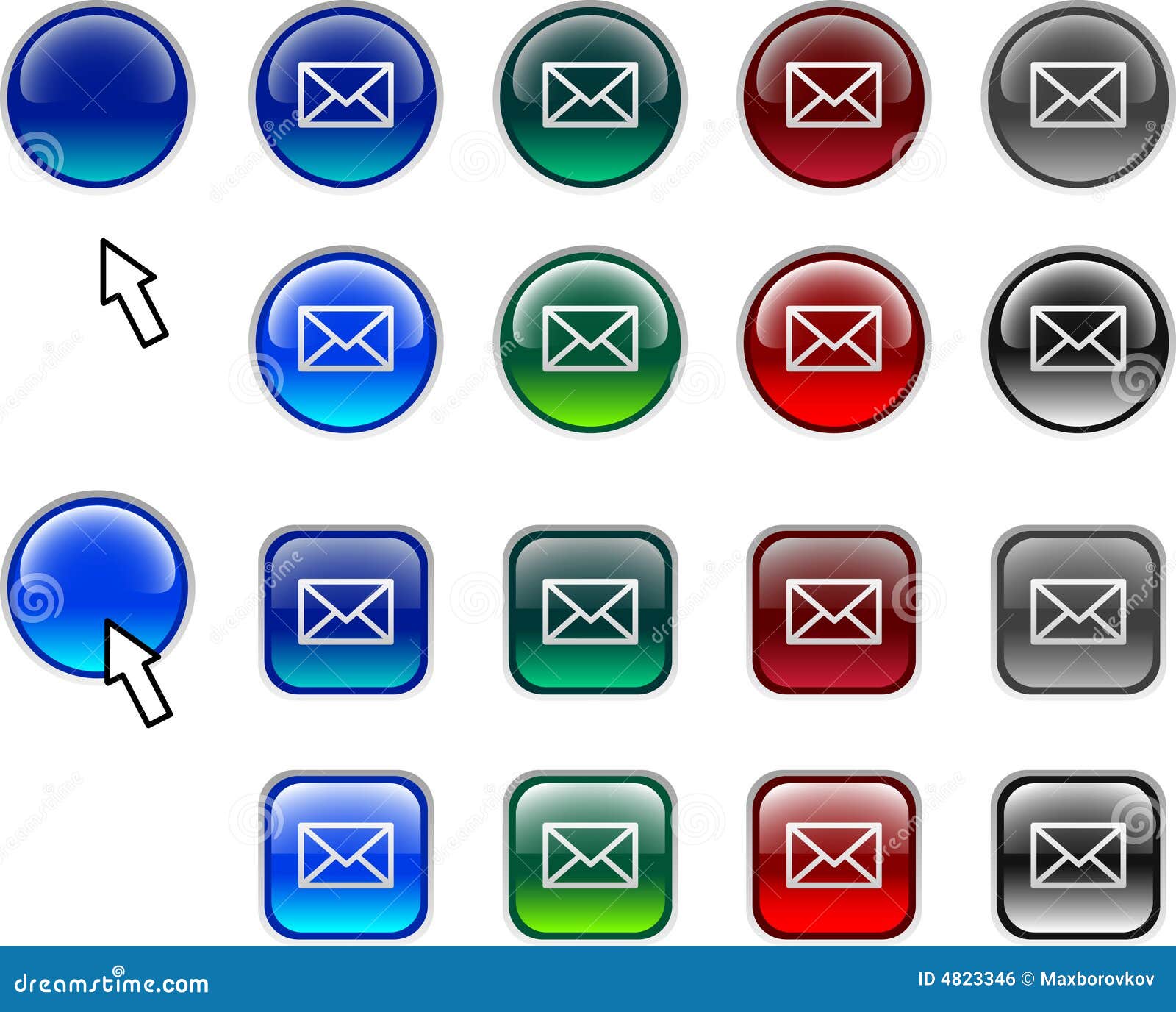 Mail buttons. stock vector. Illustration of computer, logo - 4823346