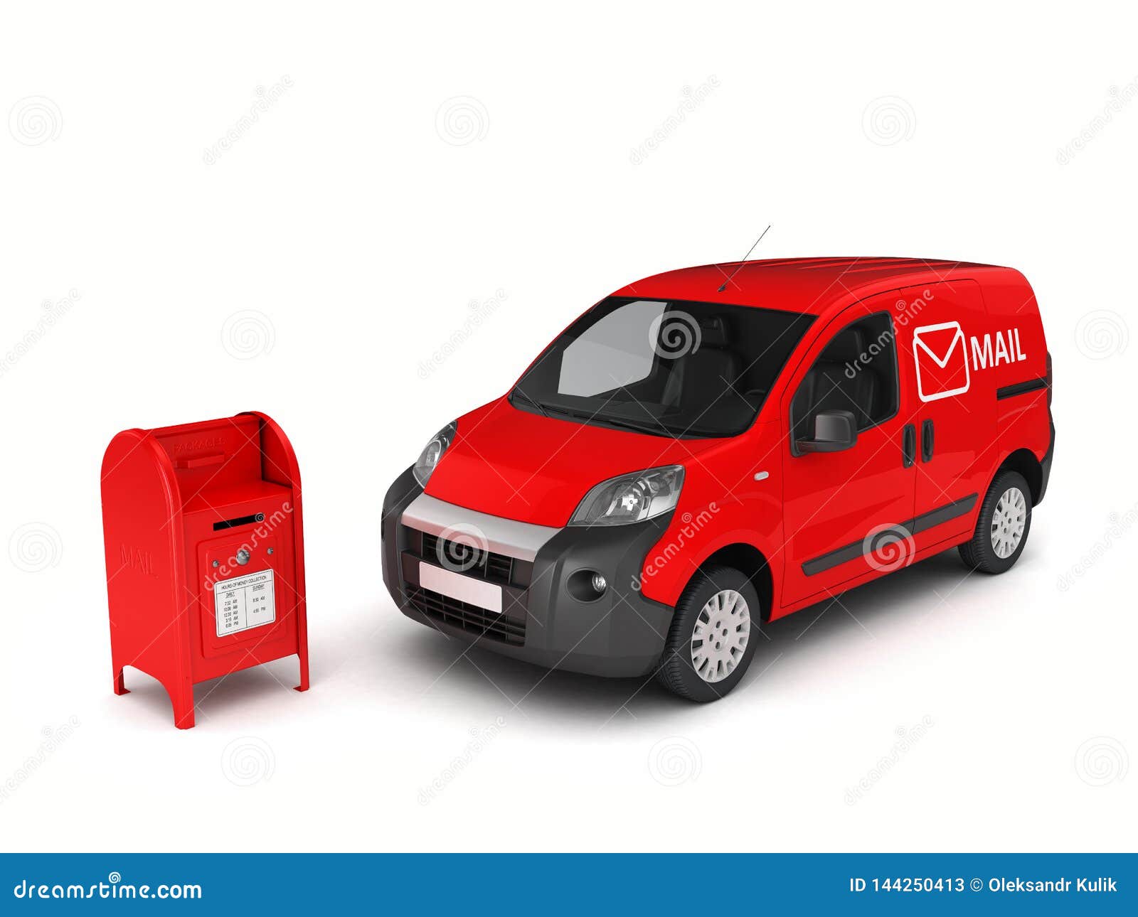 Mail Car with a Mailbox.3D Illustration Stock Illustration ...