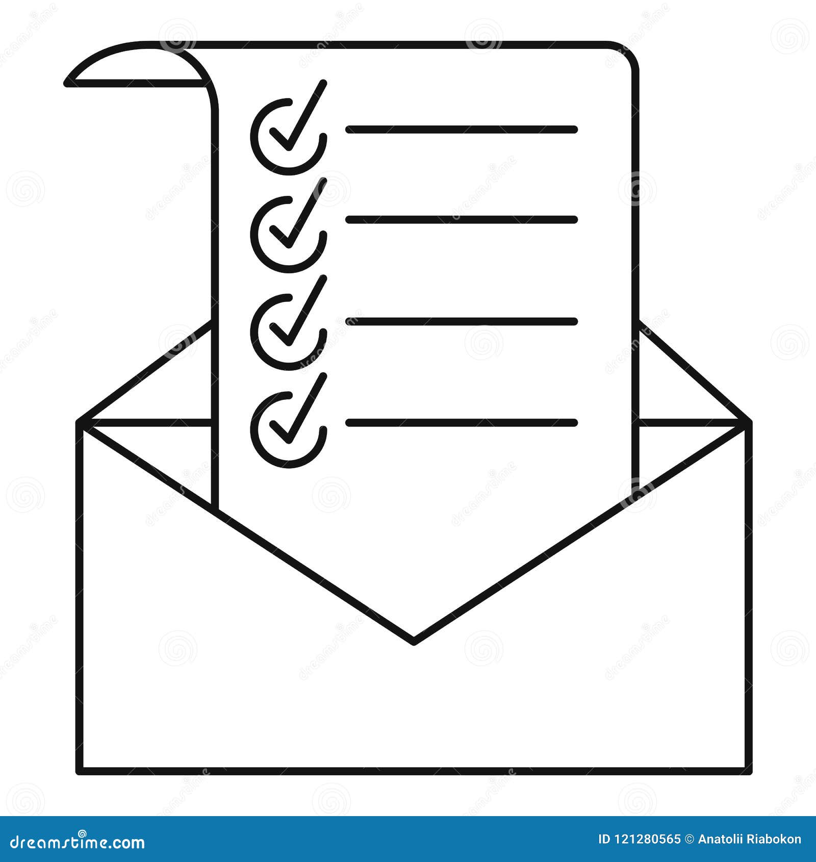Mail Checklist Icon, Outline Style Stock Vector - Illustration of ...