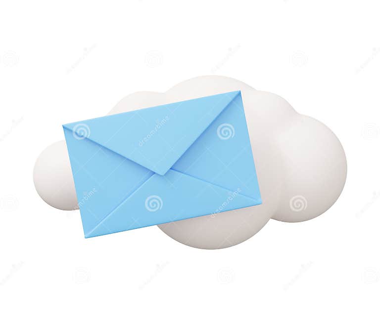 Mail Cloud 3d Render. Minimal 3d Render Illustration Isolated on White ...