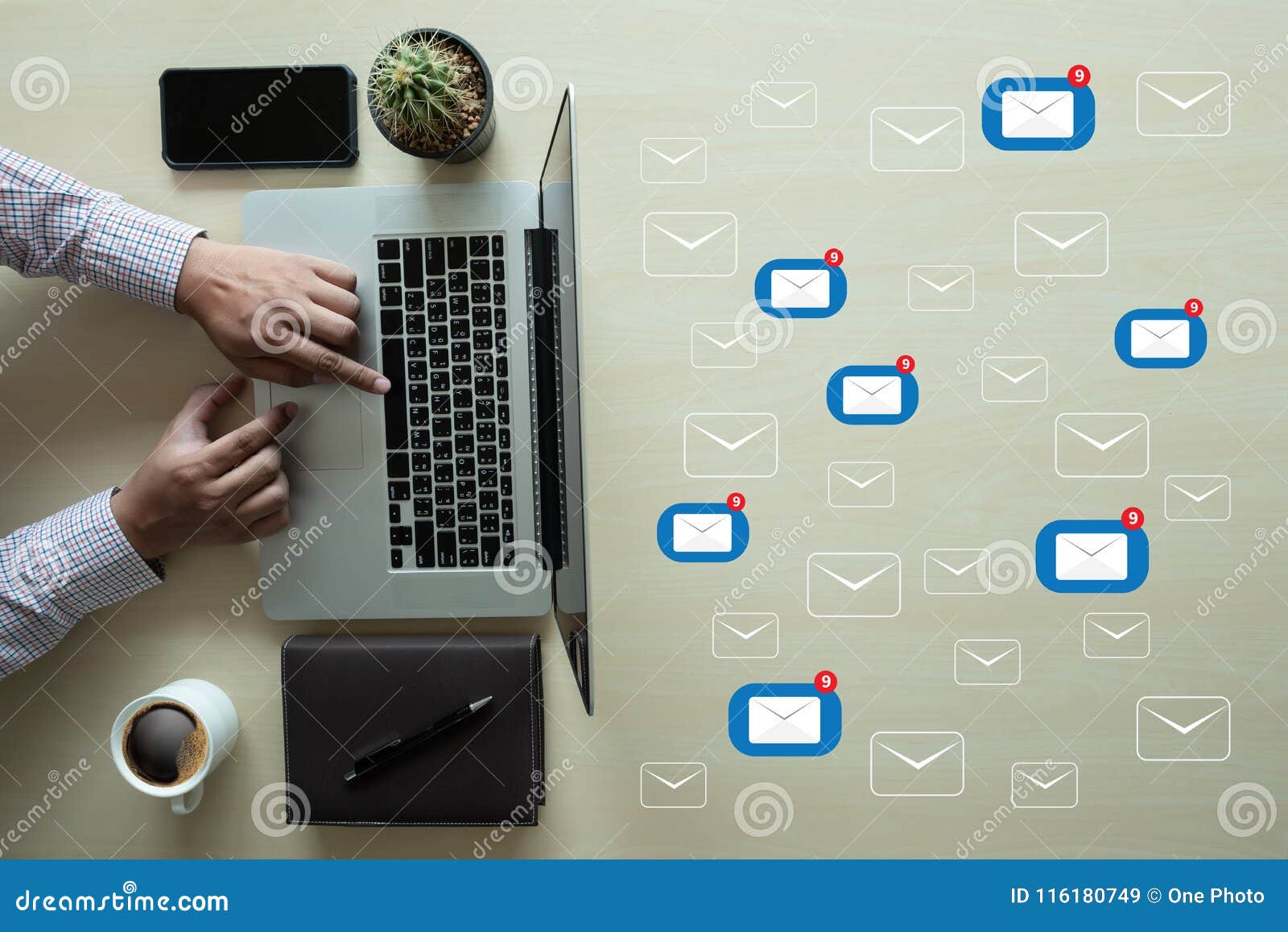 Mail Communication Connection Message To Mailing Contacts Phone Stock ...