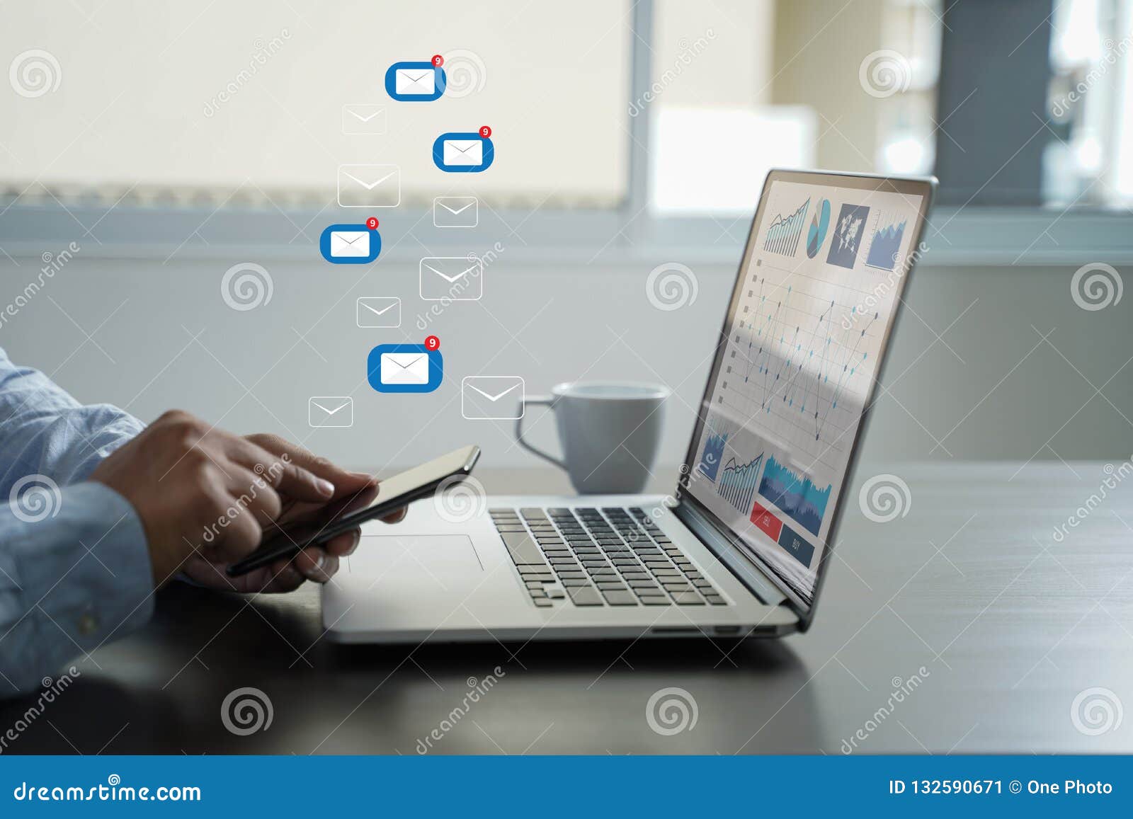 Mail Communication Connection Message To Mailing Contacts Phone Stock ...