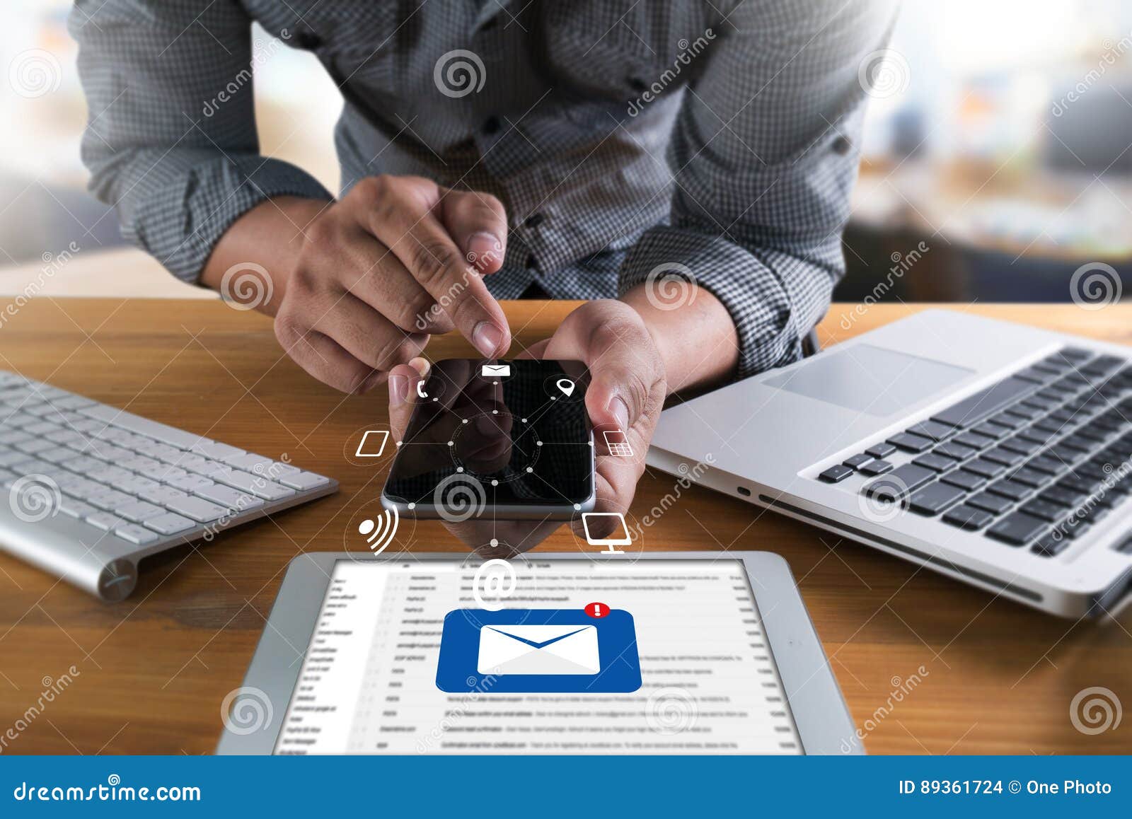 Mail Communication Connection Message To Mailing Contacts Phone Stock ...