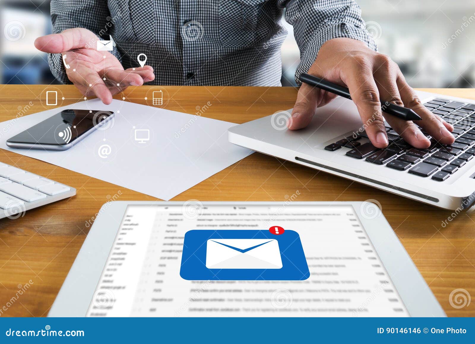 Mail Communication Connection Message To Mailing Contacts Phone Stock ...