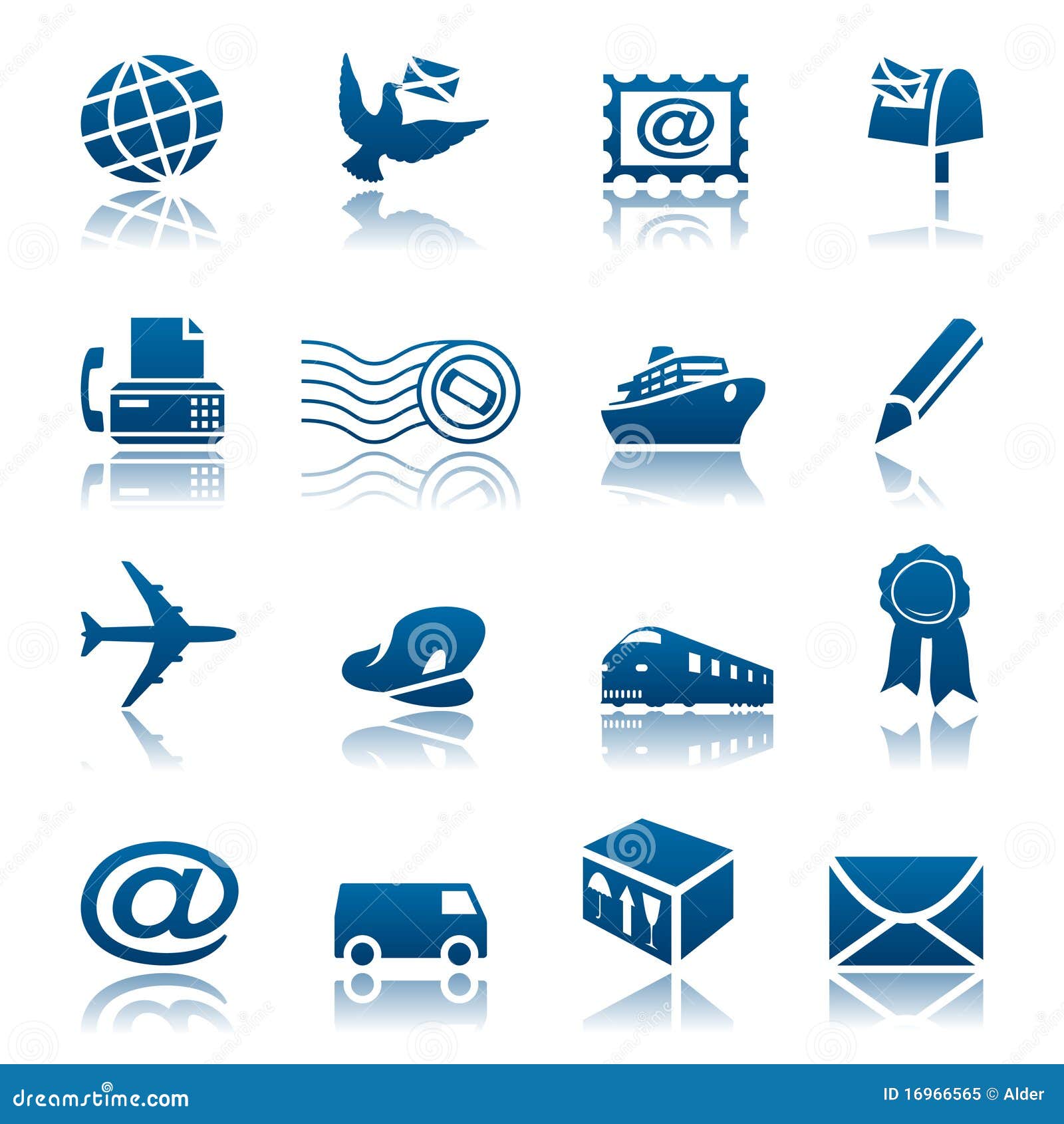 Mail & Delivery Icon Set Stock Vector - Illustration of pictogram, bird ...