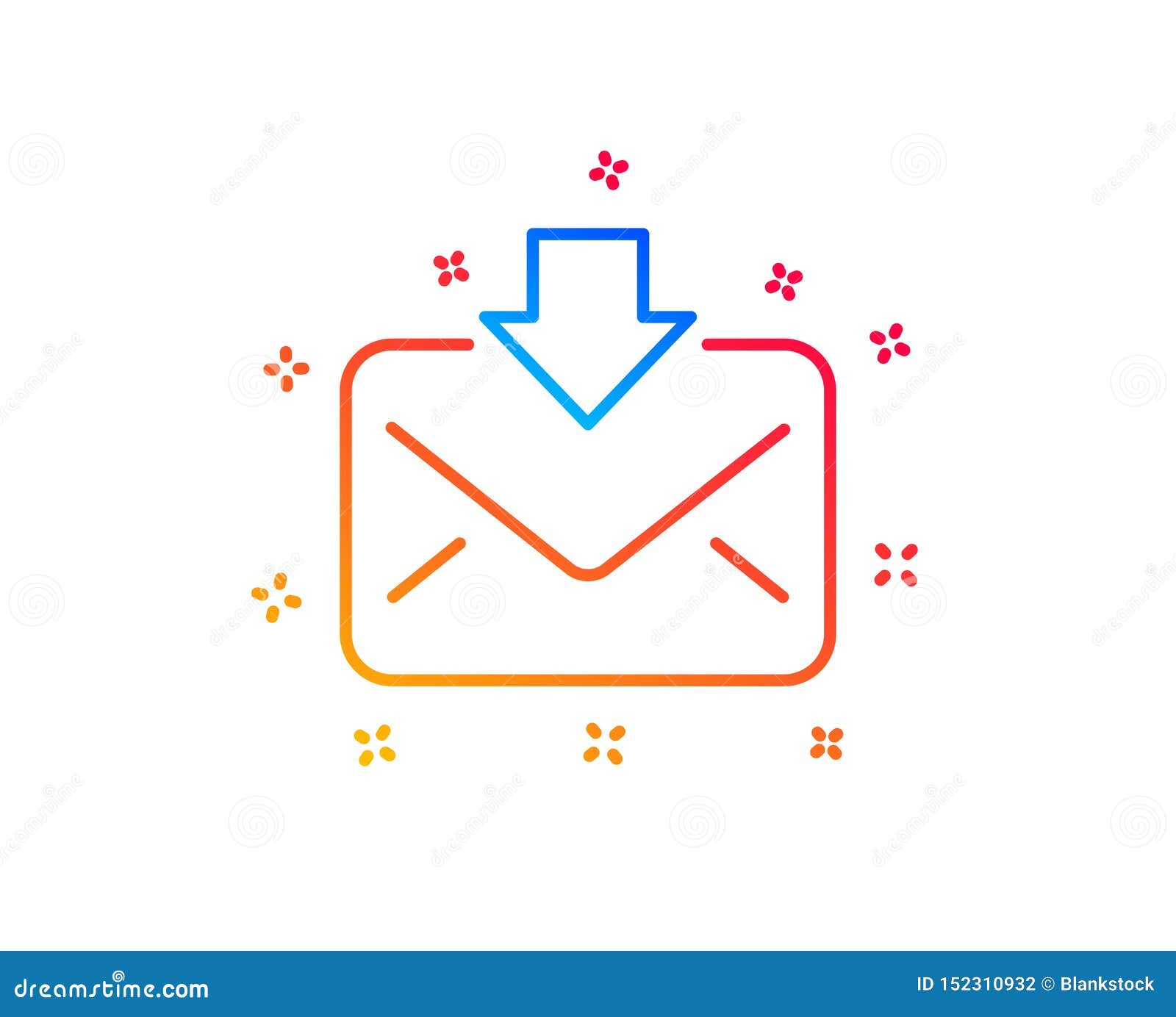 Mail Download Line Icon. Incoming Messages Correspondence Sign. Vector ...