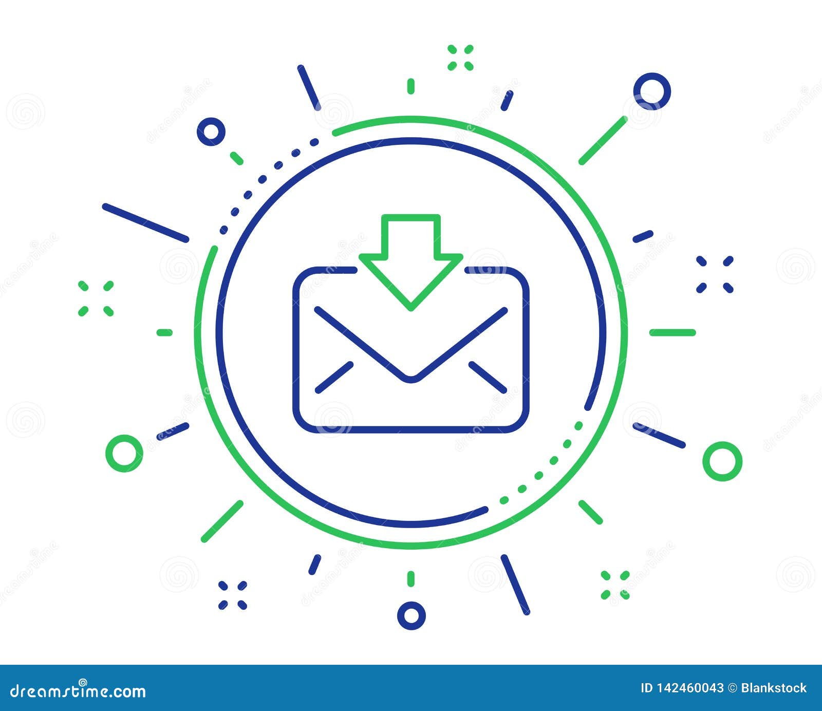 Mail Download Line Icon. Incoming Messages Correspondence Sign. Vector ...