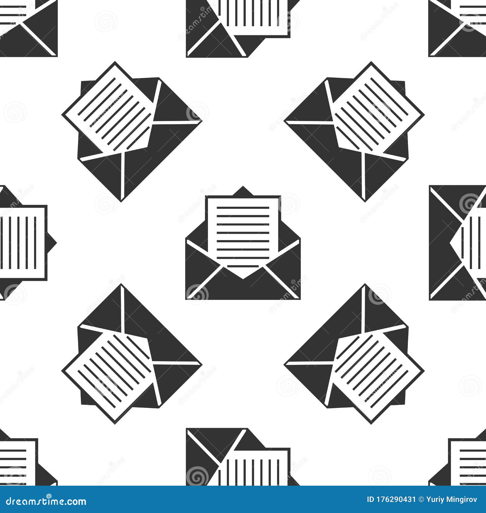 Mail and E-mail Icon Seamless Pattern on White Background. Envelope ...