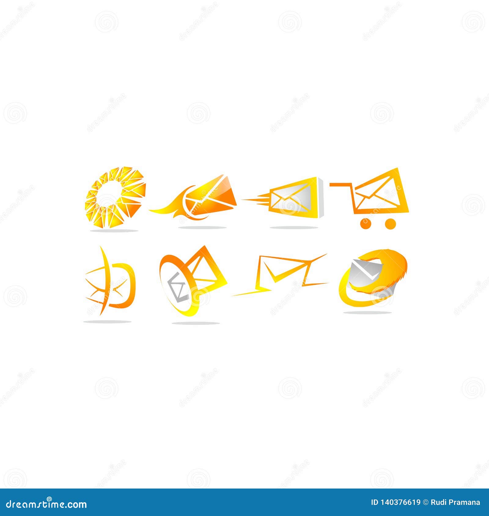 Mail, Email, Flying, Fast in Illustration Vector Icon Logo Set. Stock ...