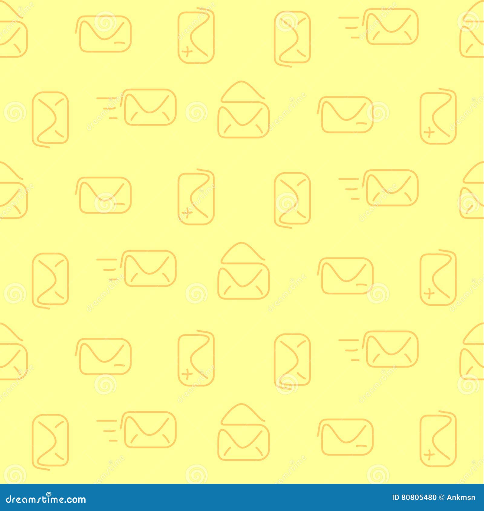 Mail Envelop Yellow Seamless Pattern Stock Vector - Illustration of ...