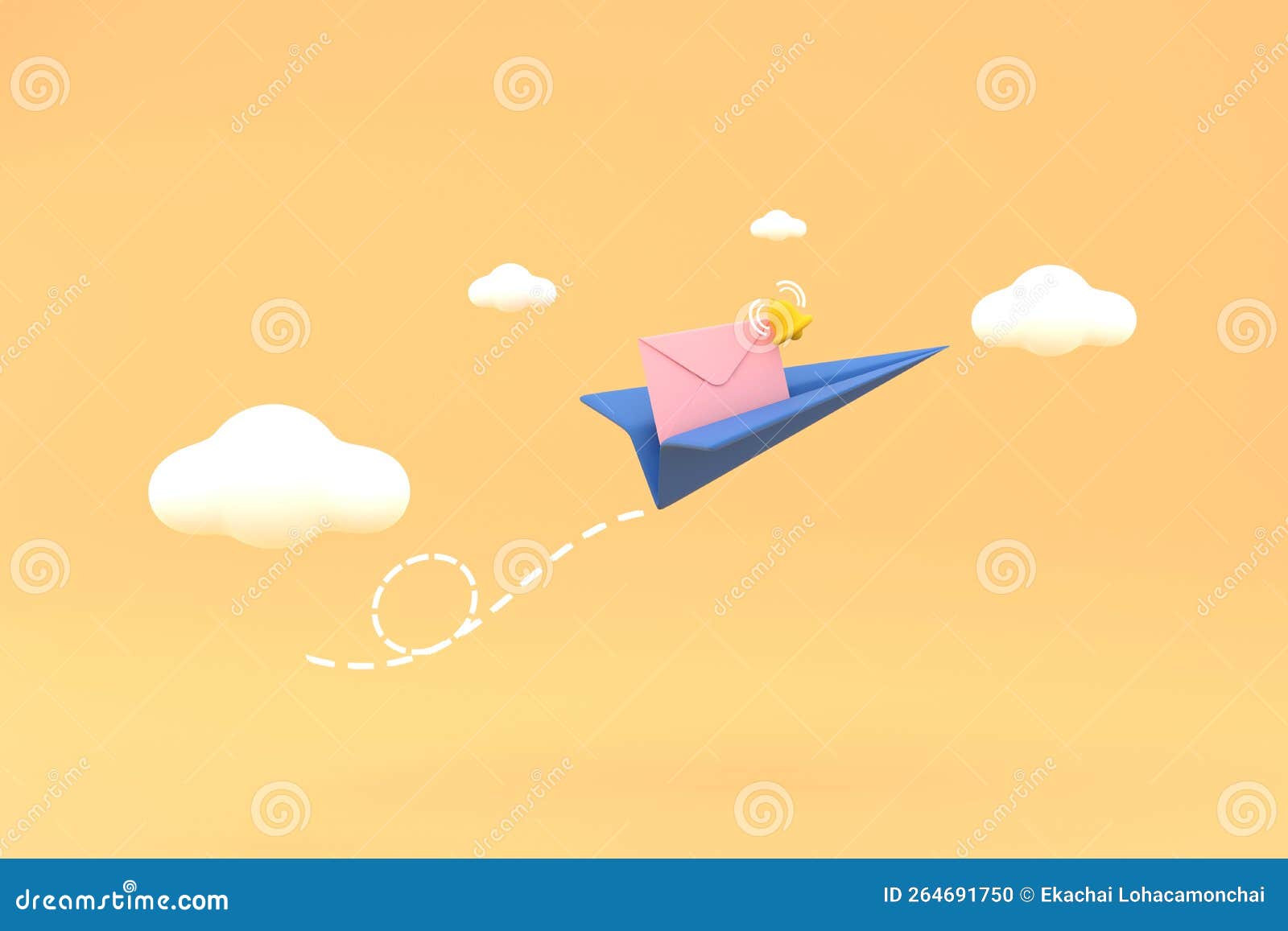 Mail Envelope and Bell Icon on Paper Plane Isolated Stock Illustration ...
