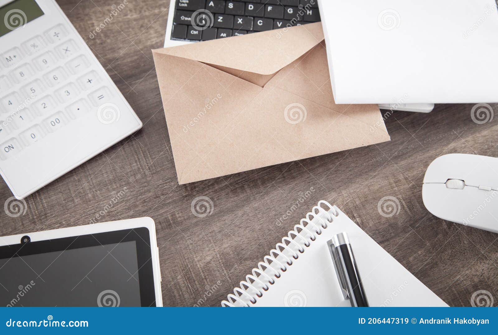 Mail Envelope on the Business Desk Stock Image - Image of desktop, desk ...