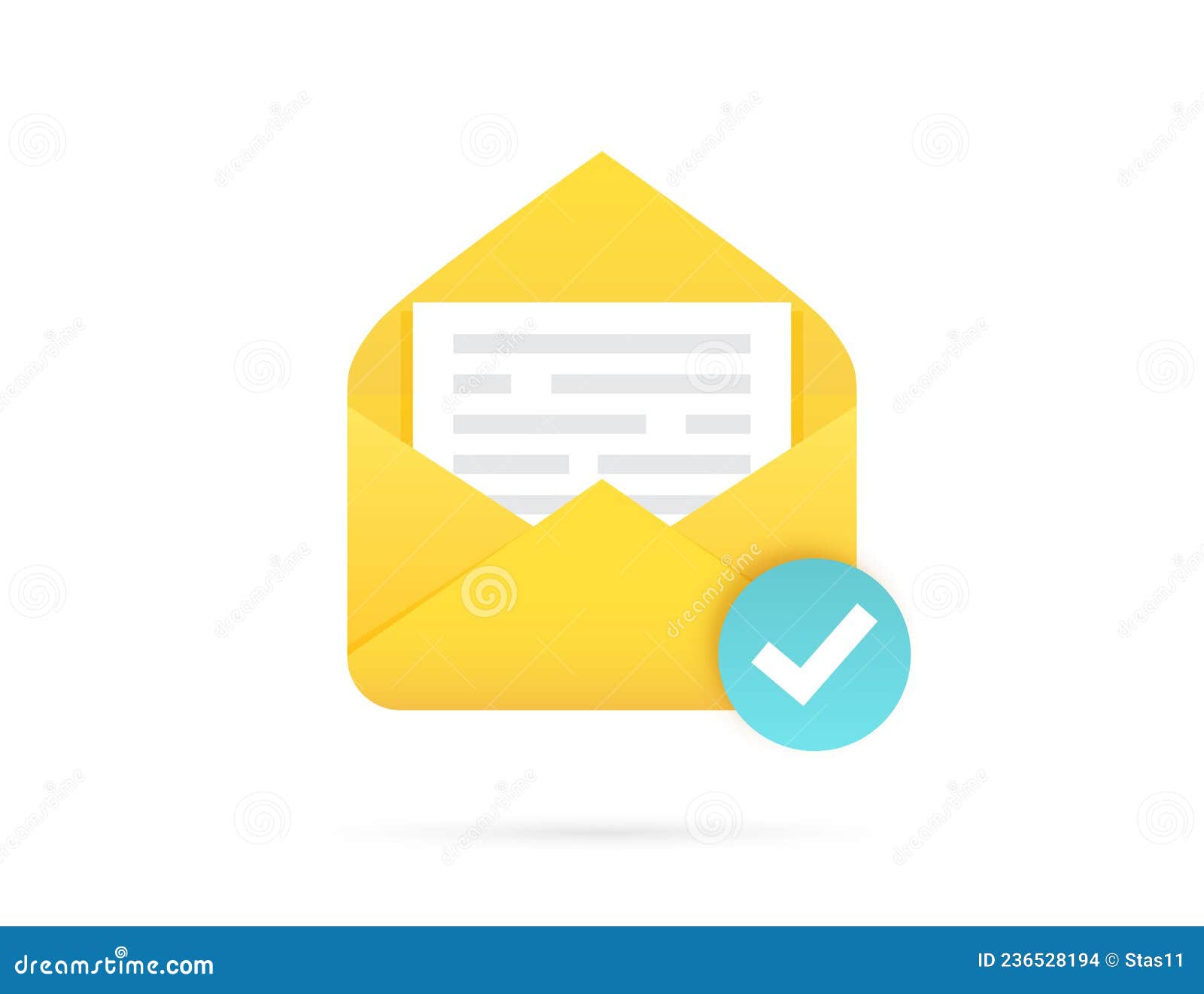 Mail Envelope with Document and Check Mark Icon. Vector Illustration ...