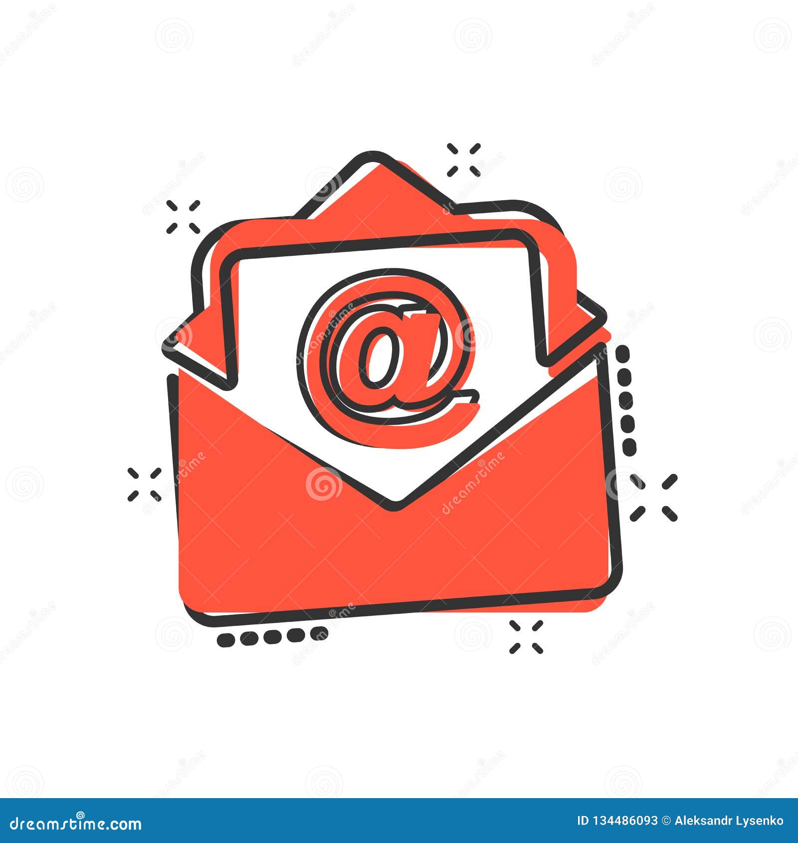 Mail Envelope Icon in Comic Style. Email Message Vector Cartoon ...