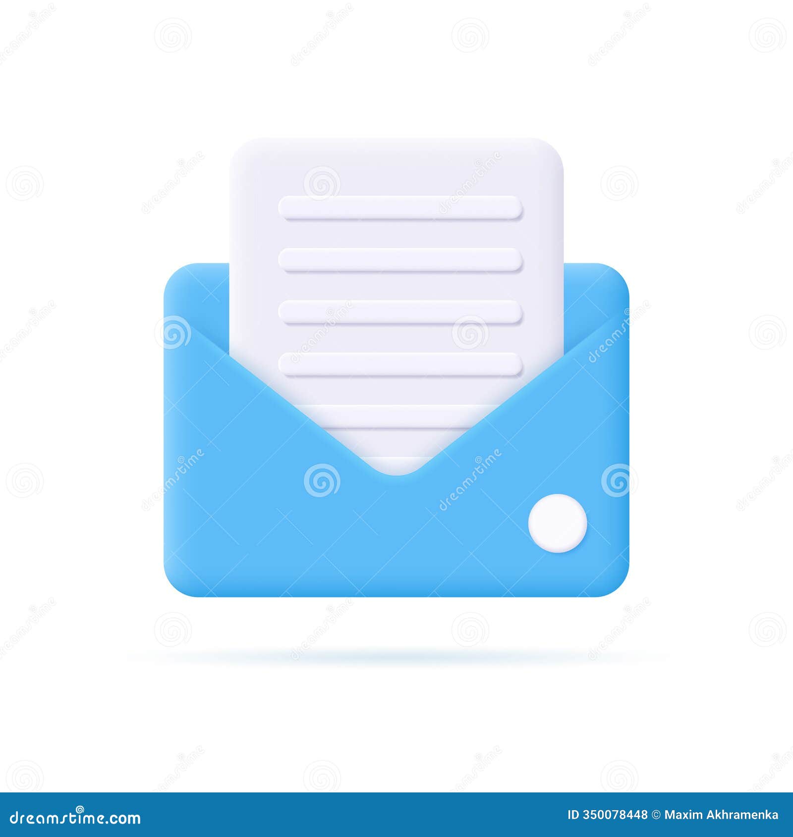 Mail Envelope Icon with Document. Vector Realistic 3d Illustration ...