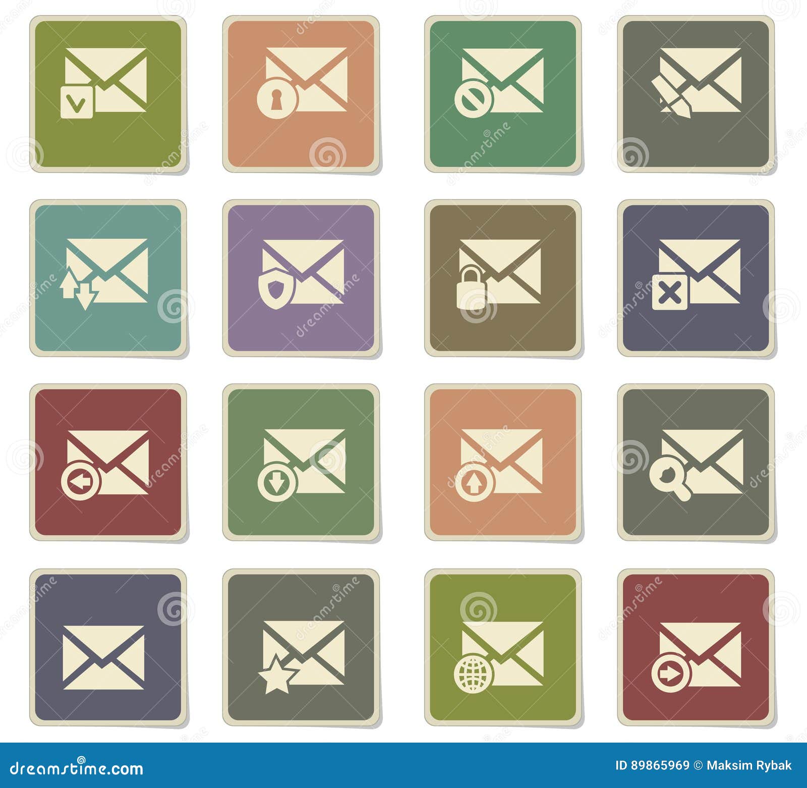 Mail and envelope icon set stock illustration. Illustration of address ...