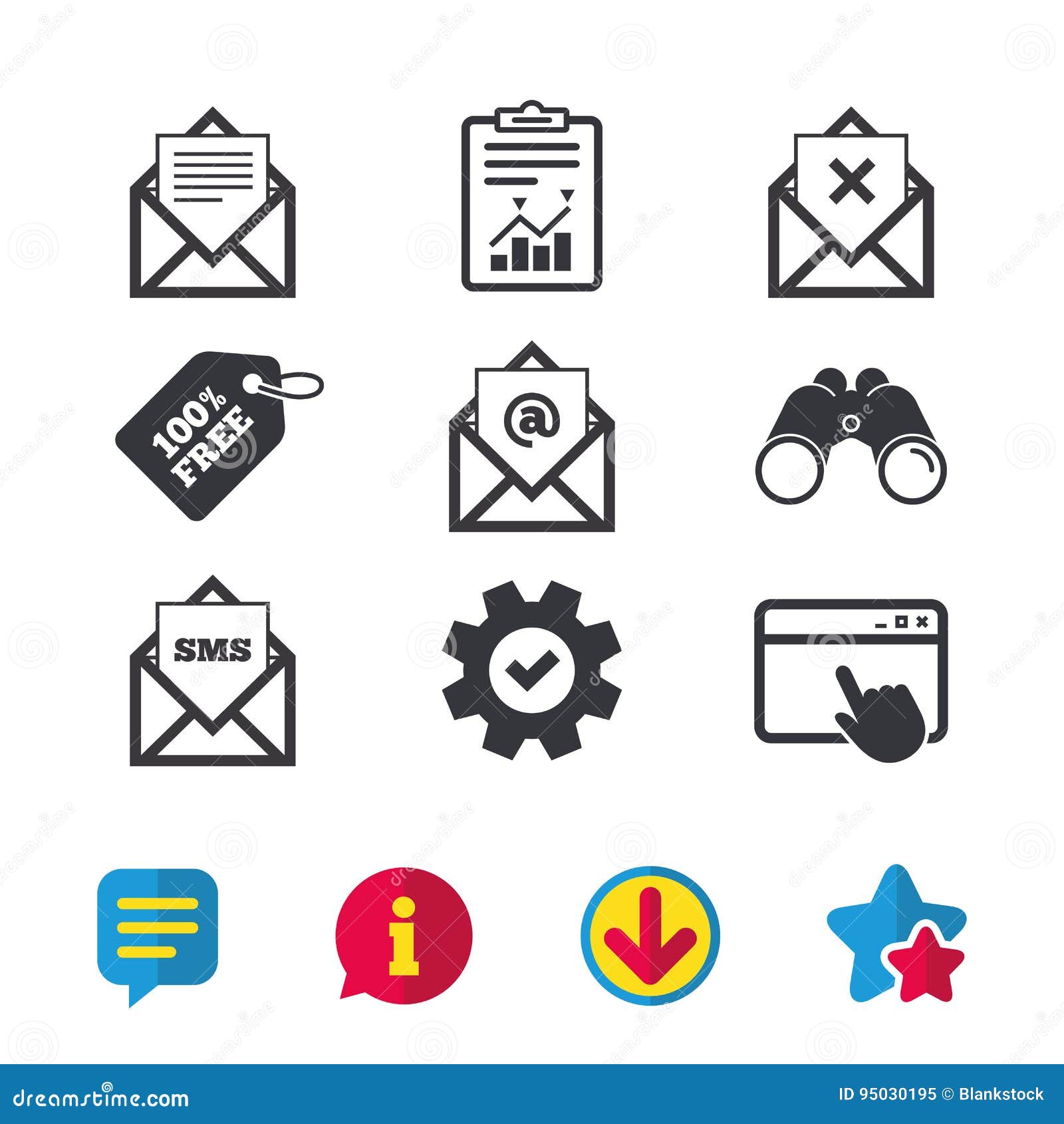 Mail Envelope Icons. Message Document Symbols Stock Vector ...