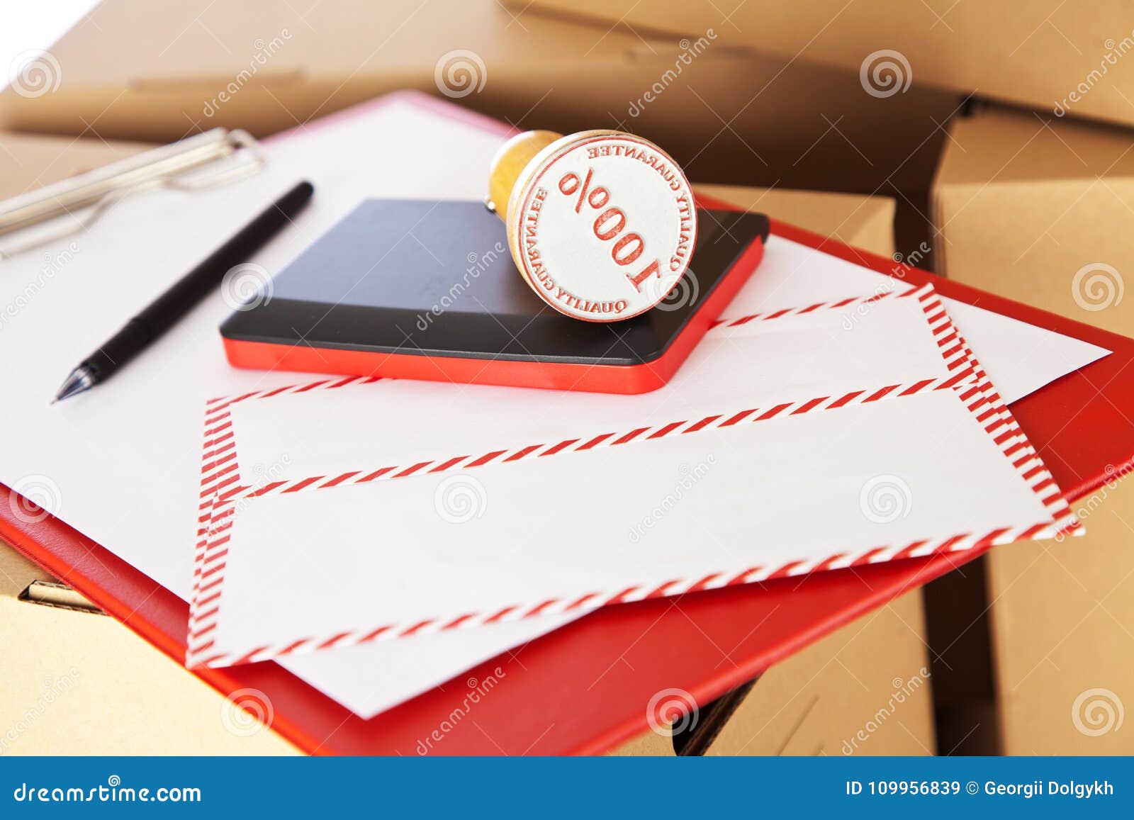 Mail Envelope on Cardboard Boxes Stock Image - Image of work, stamp ...
