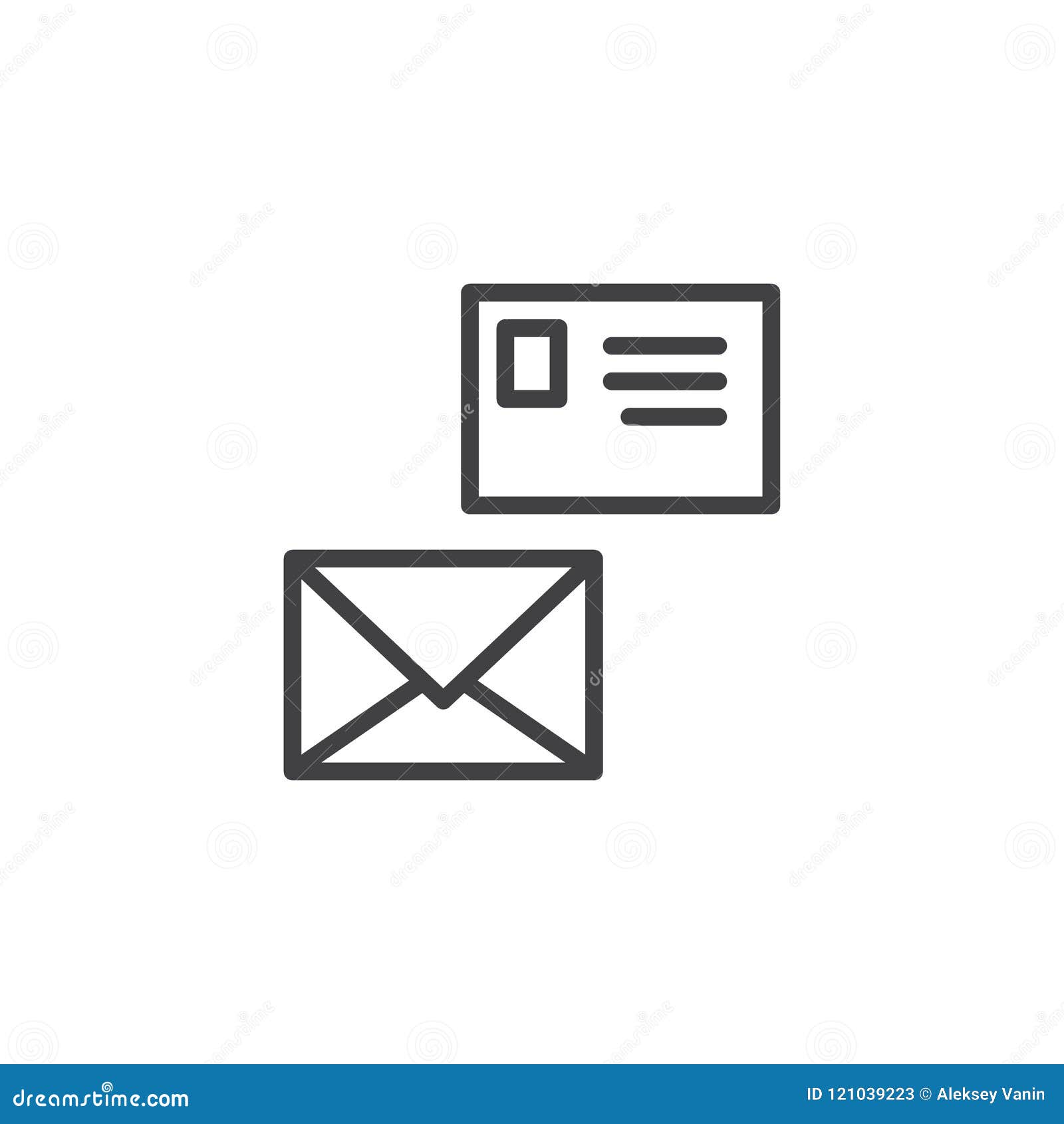 Mail Envelope with Postcard Outline Icon Stock Vector - Illustration of ...