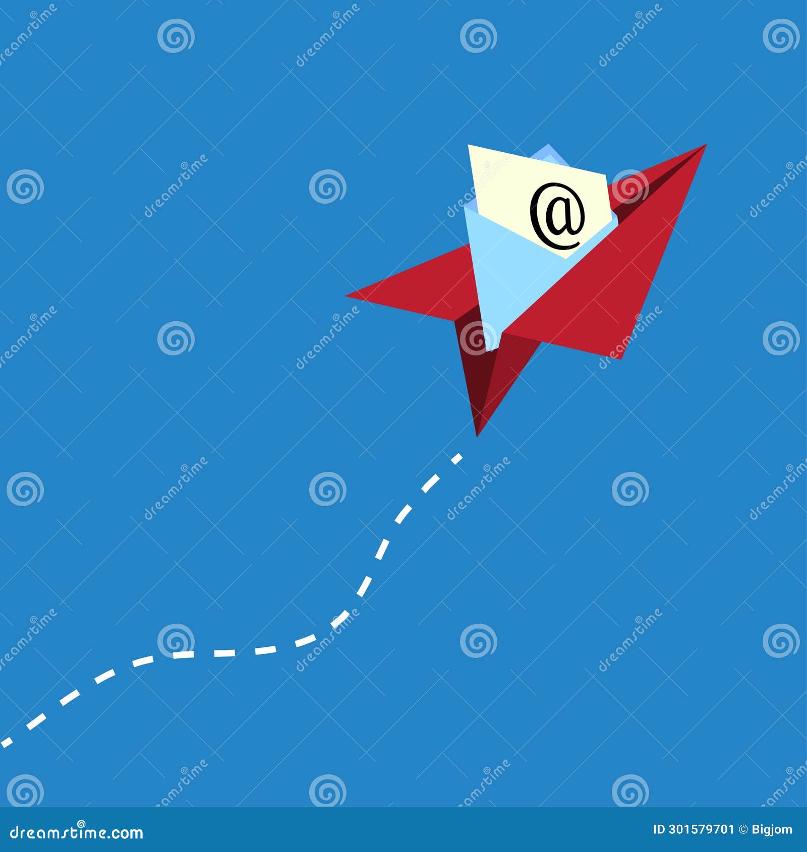 Mail Envelope in Red Paper Plane Origami Flying and Notification ...