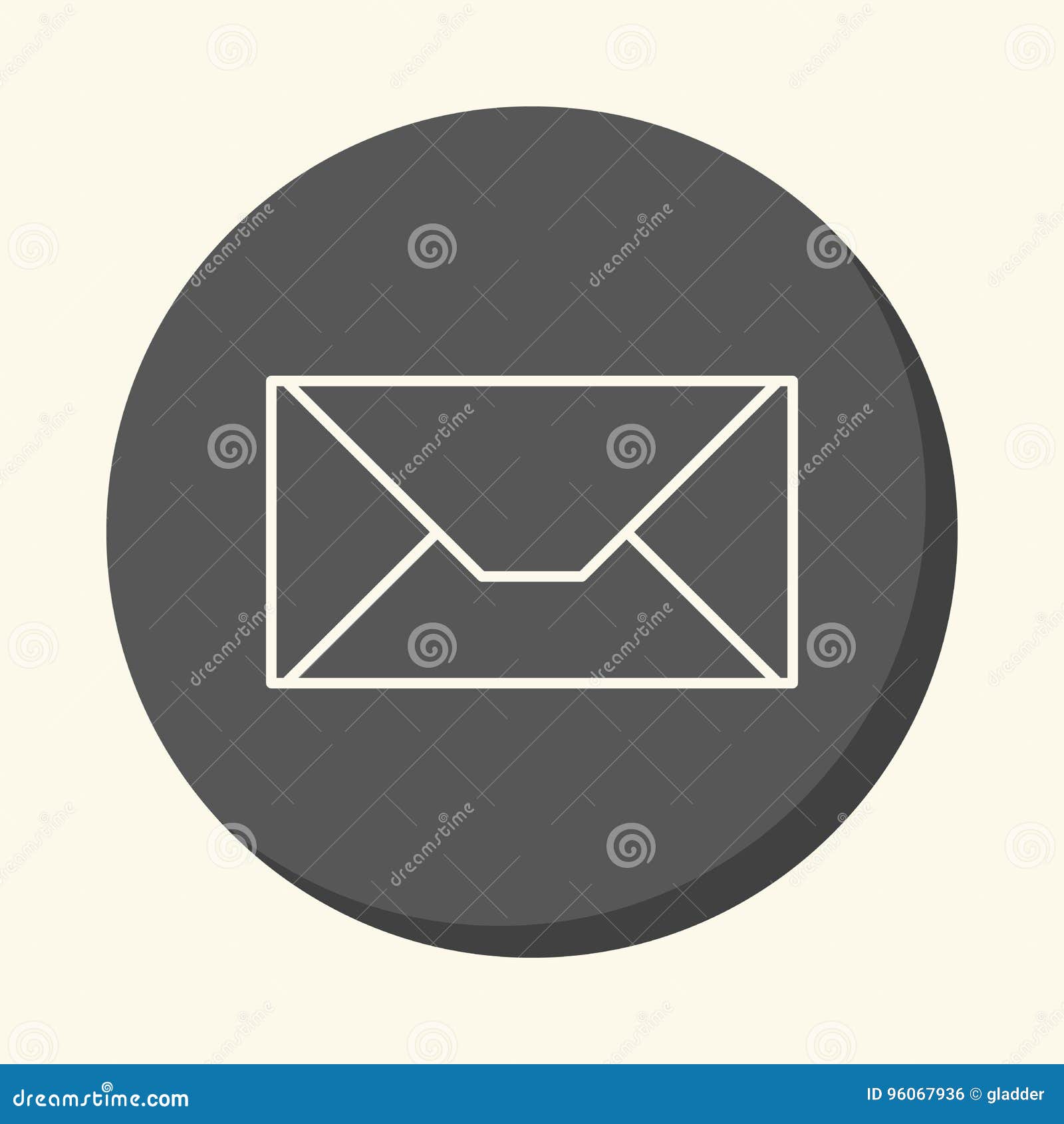 Mail Envelope, Round Linear Icon with the Illusion of Volume, Simple ...