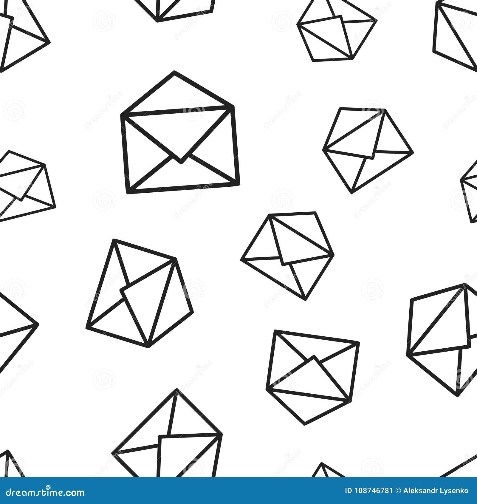 Envelope Seamless Pattern. Message With Heart Symbol, Letter Endless ...