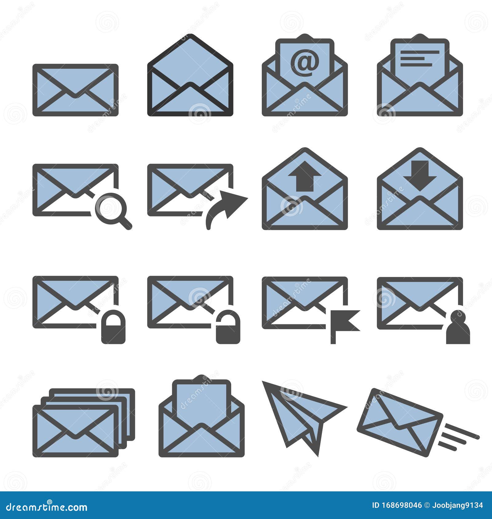 Mail Envelope Signs Icons Set Stock Vector - Illustration of contour ...