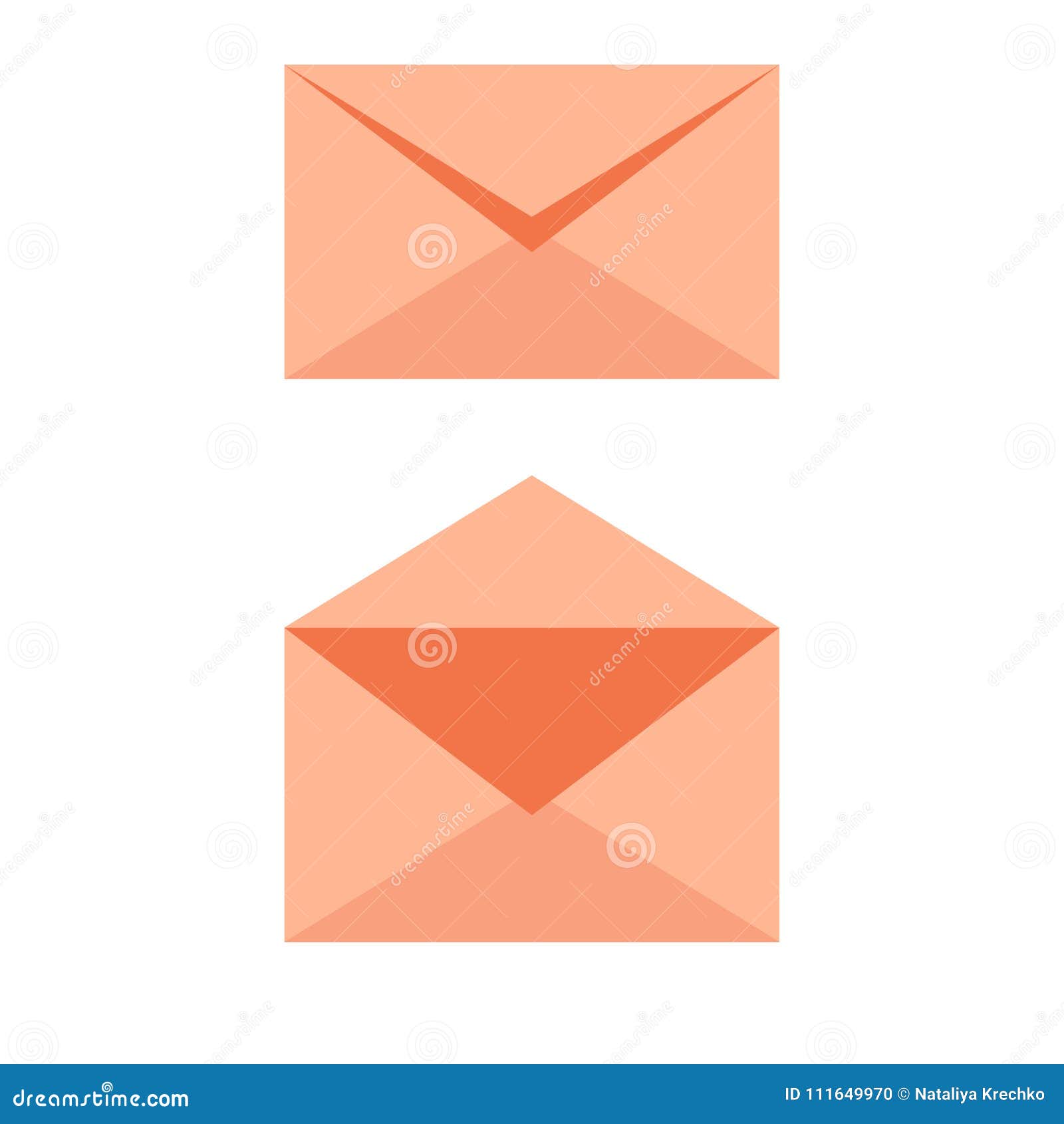 Mail Envelope Soft Orange Icon - Opened an Closed. Email Send Concept ...