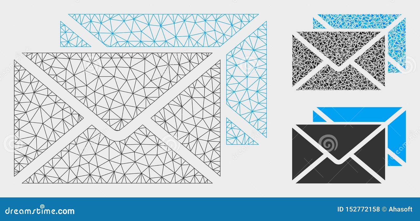 Mail Envelopes Vector Mesh Wire Frame Model and Triangle Mosaic Icon ...
