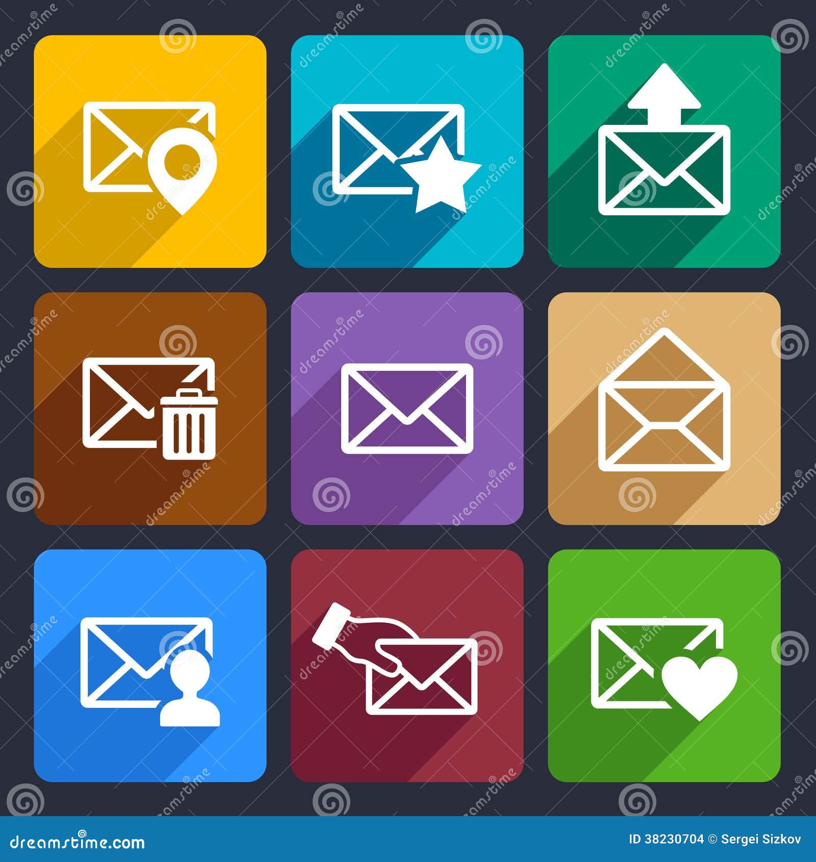 Mail Flat Icons Set 48 stock vector. Illustration of communication ...