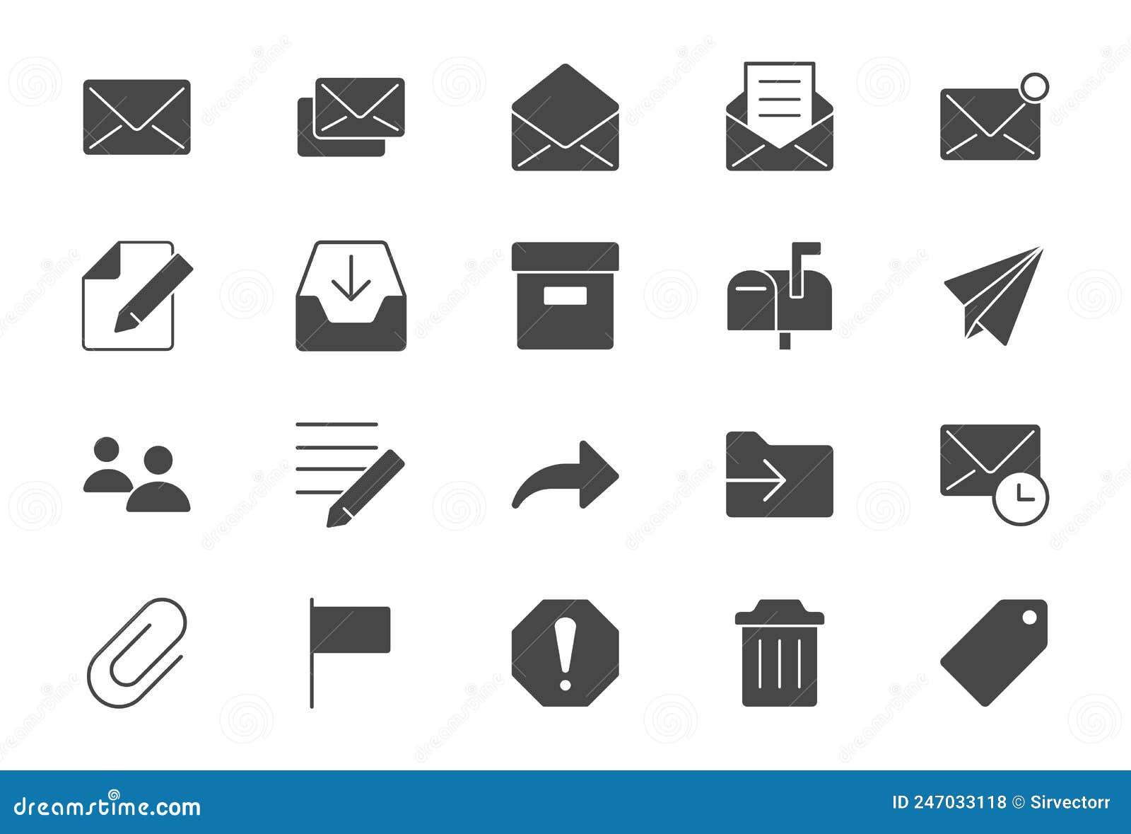 Mail Flat Icons. Vector Illustration Include Icon - Postbox, Label ...