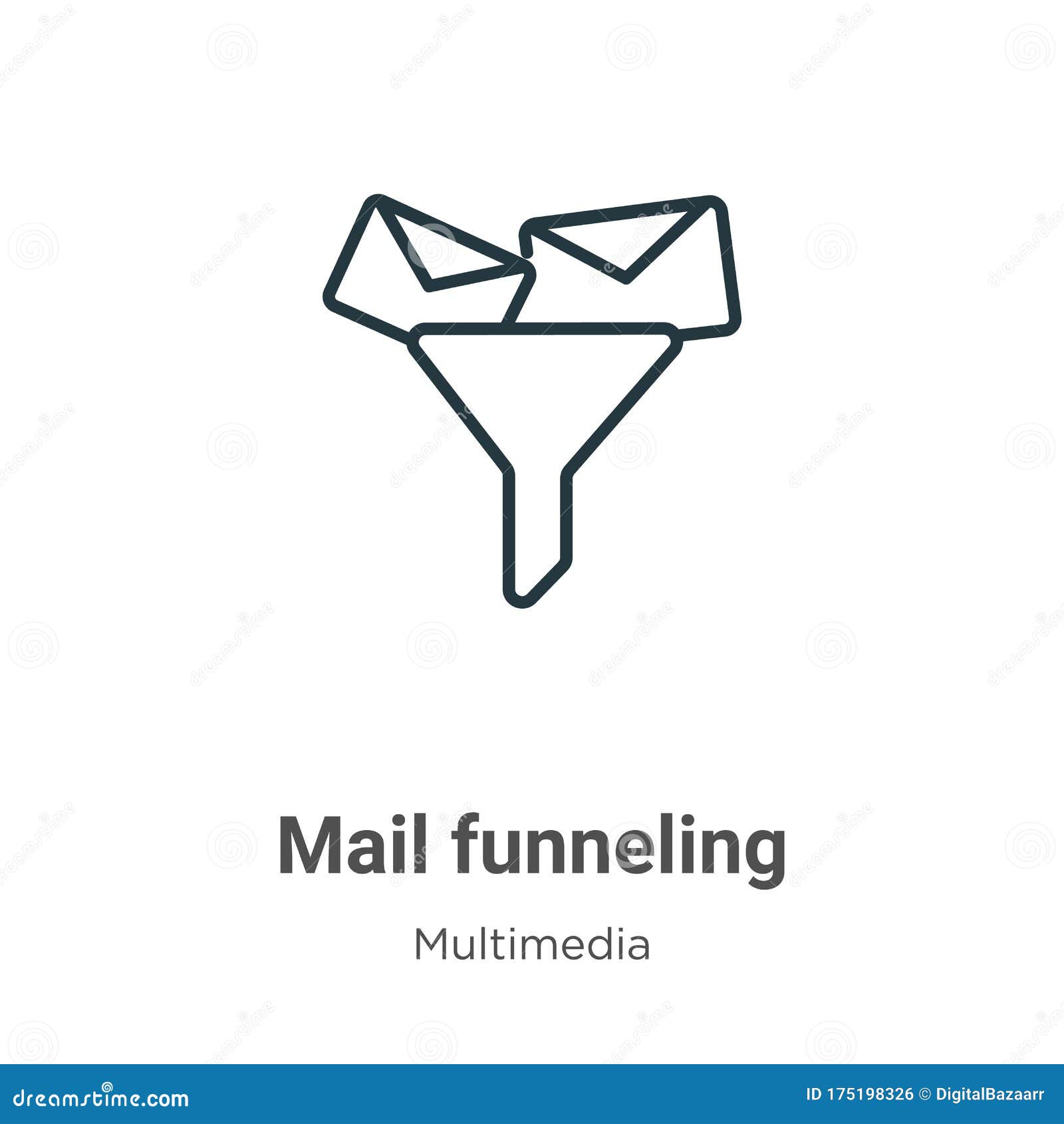 Mail Funneling Outline Vector Icon. Thin Line Black Mail Funneling Icon ...