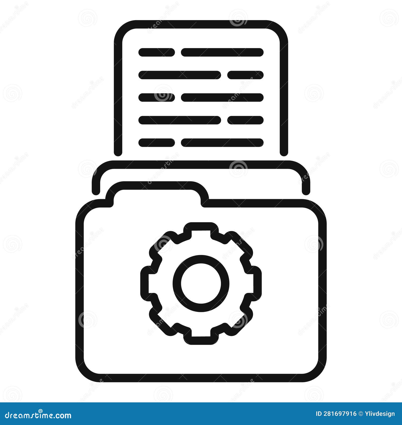 Mail Gear Folder Icon Outline Vector. Page Report Stock Illustration ...