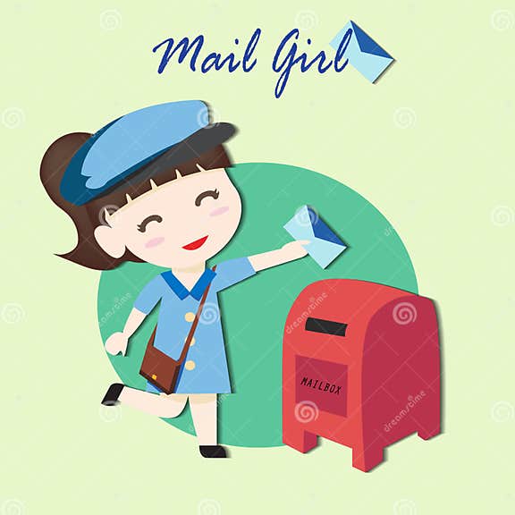 Mail girl stock vector. Illustration of file, happy, girl - 61176628