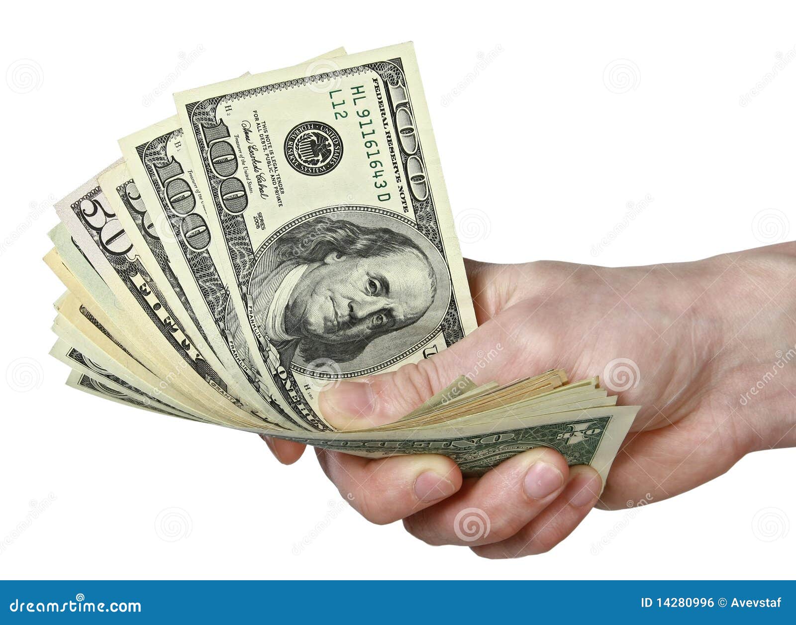 Mail Hand Holds Dollar Bills Stock Photo - Image of bill, money: 14280996