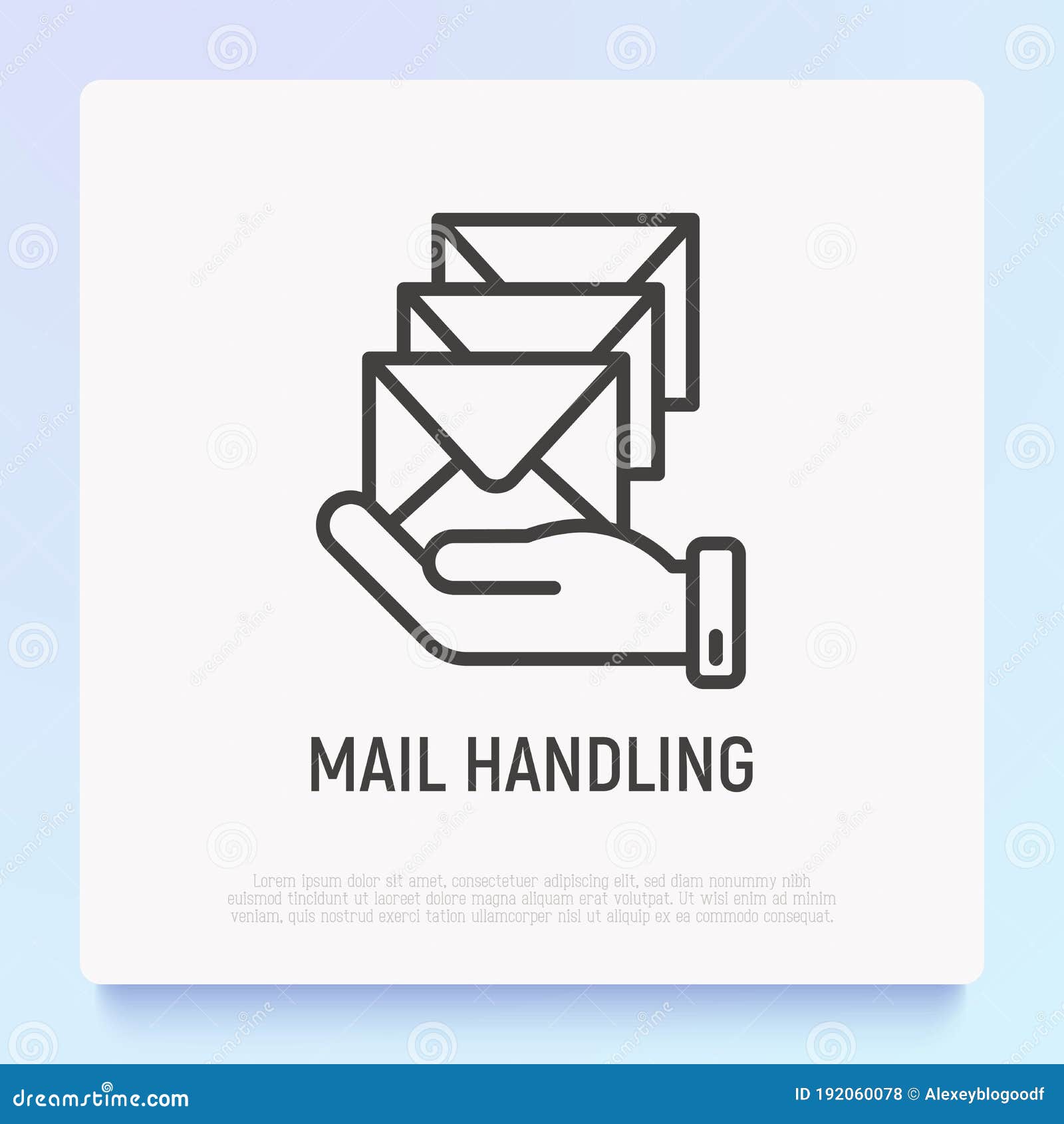 Mail Handling Thin Line Icon: Hand with Envelopes. Modern Vector ...