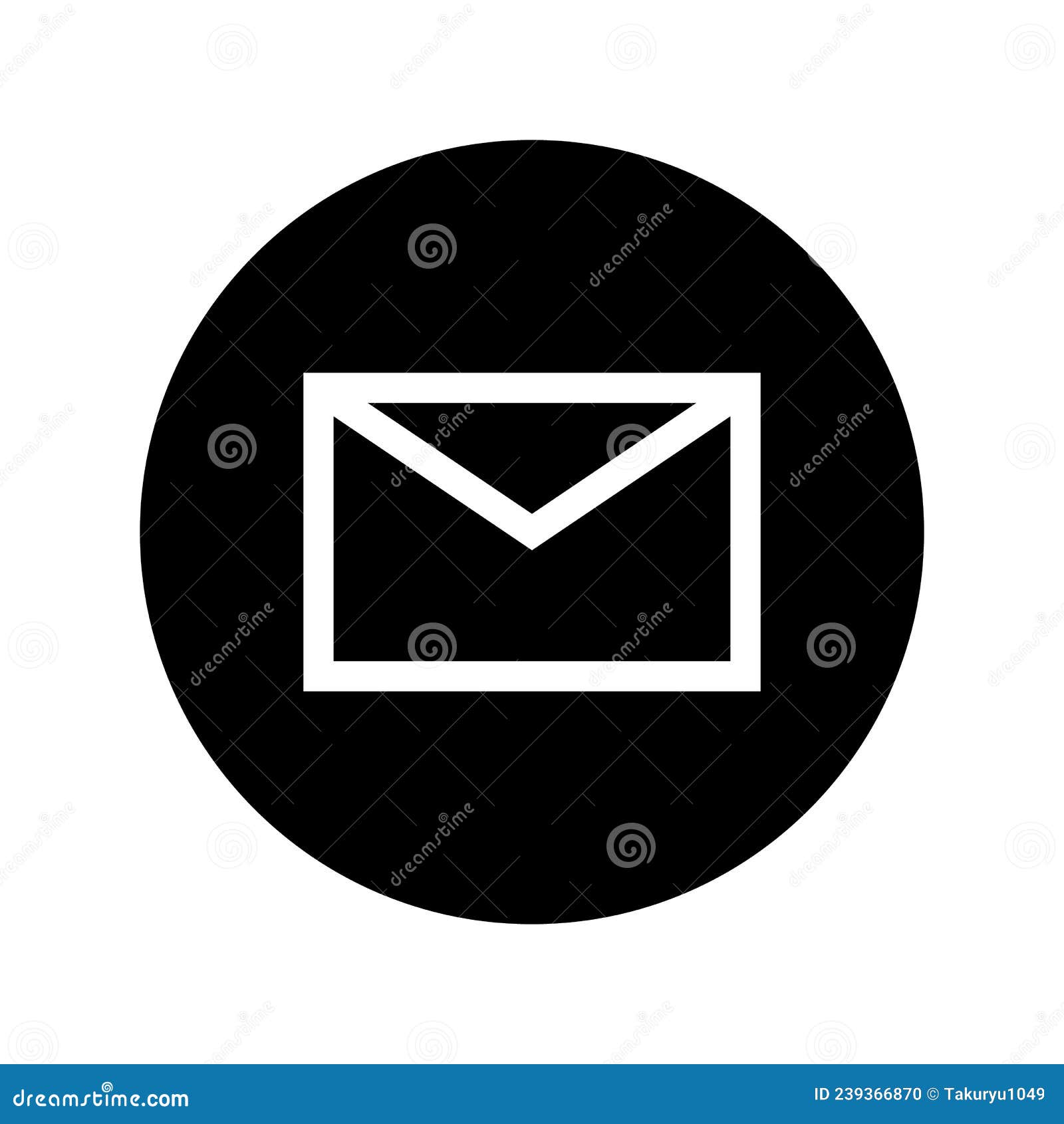 Mail Icon in a Black Circle. Vector. Stock Vector - Illustration of ...
