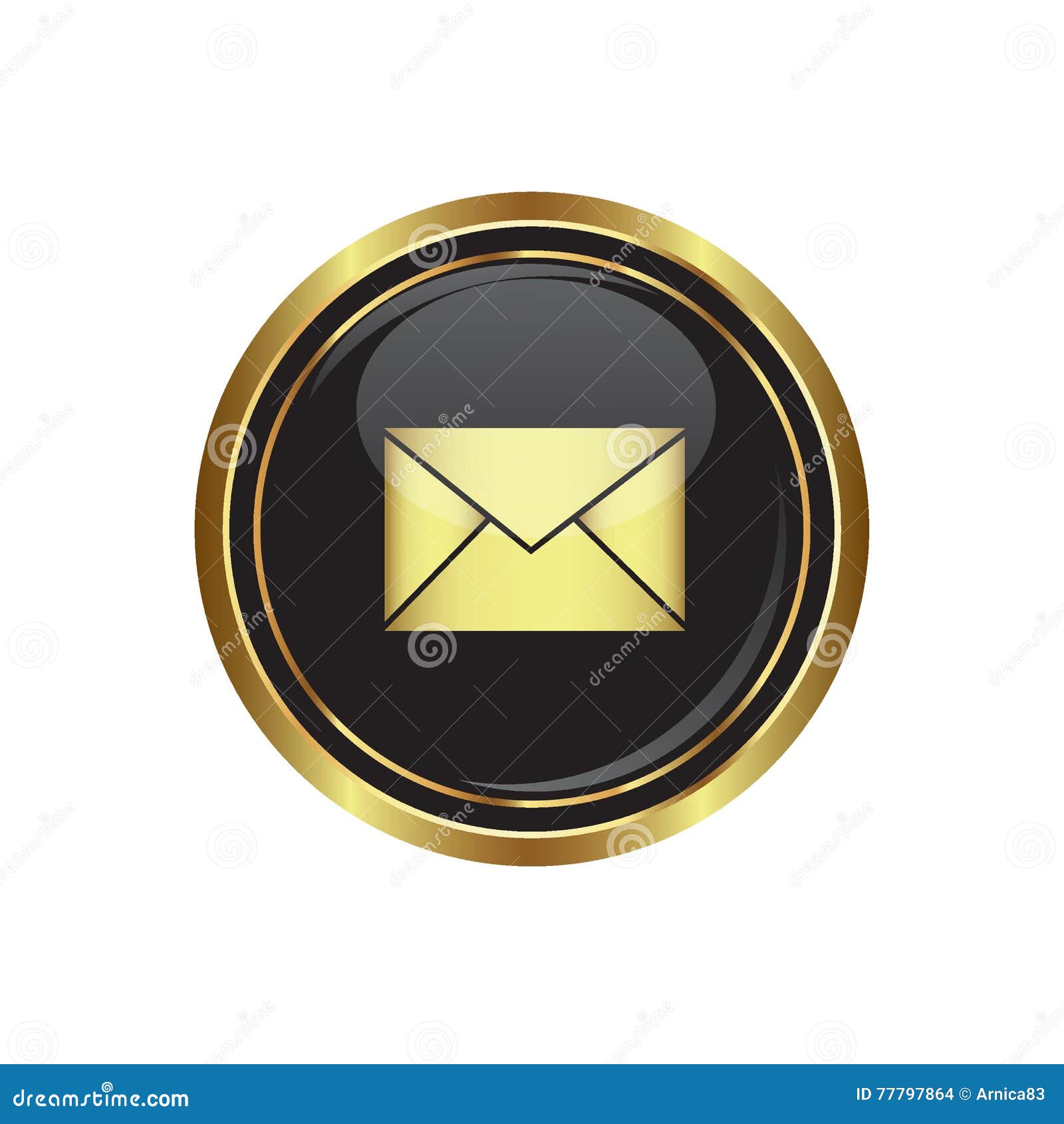 Mail Icon on the Black with Gold Round Button Stock Vector ...