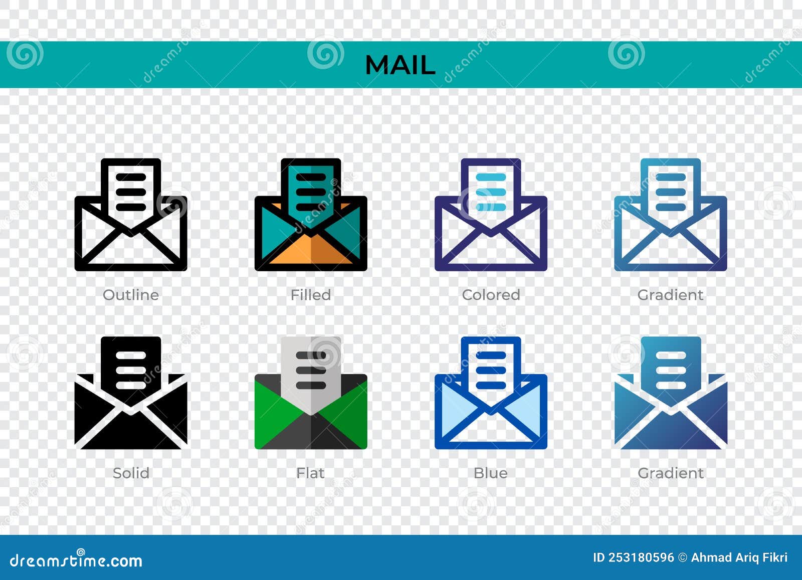 Mail Icon in Different Style. Mail Vector Icons Designed in Outline ...