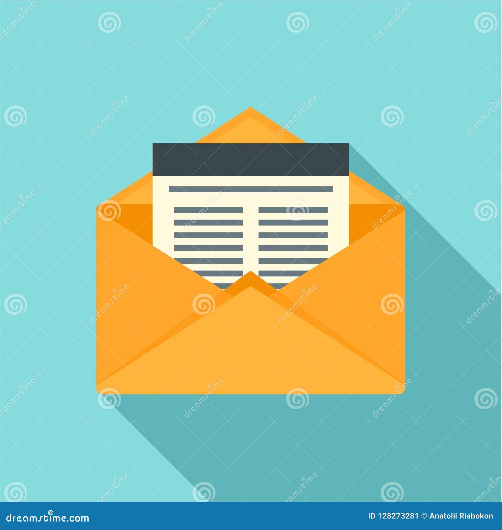 Mail icon, flat style stock vector. Illustration of message - 128273281