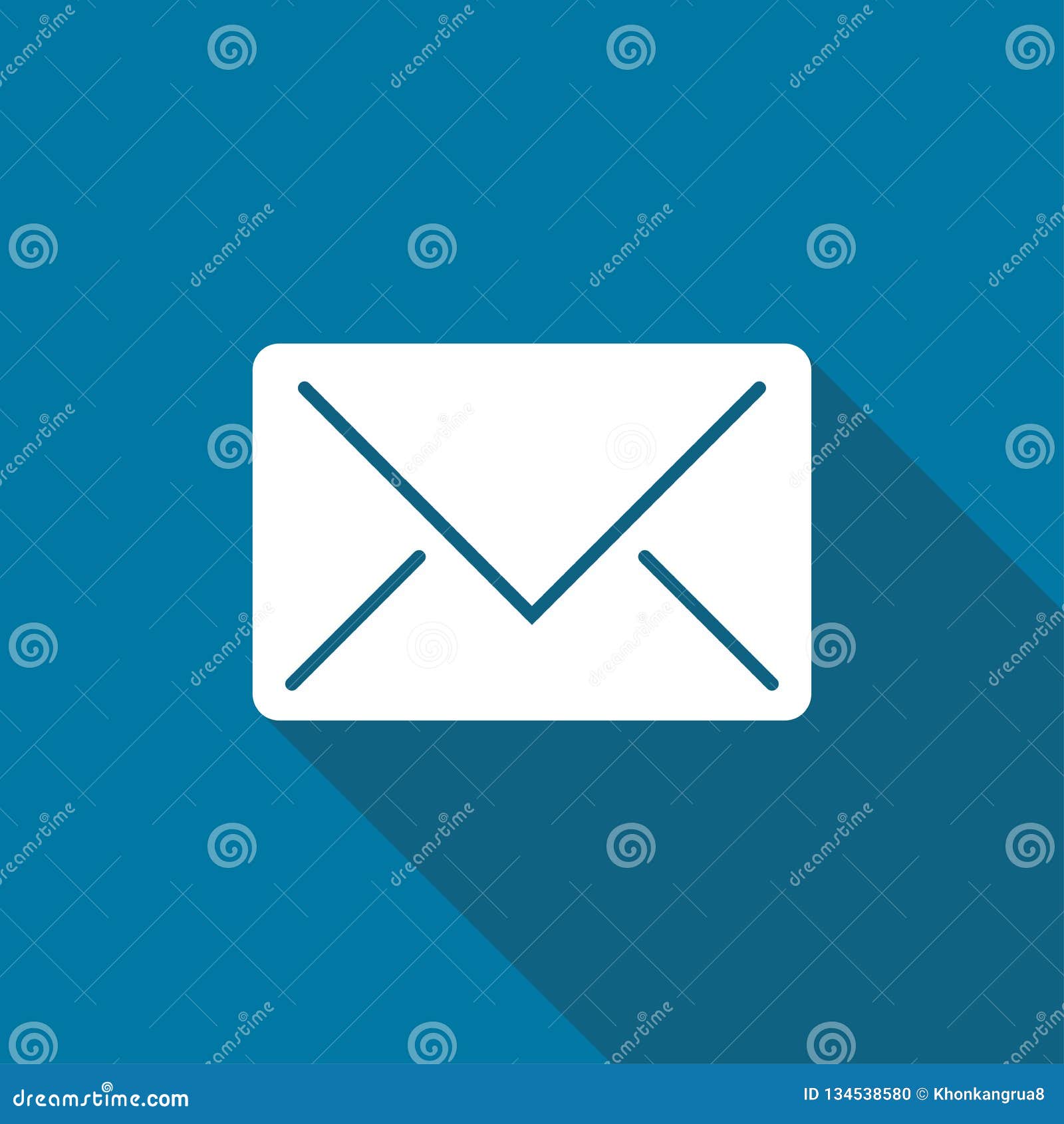 Mail Icon with Long Shadow Black on White Background,Simple Design ...
