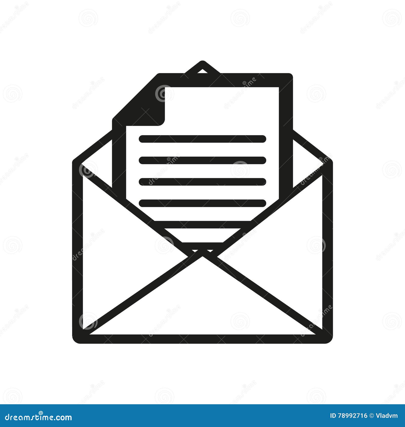 The Mail Icon. Open Envelope Symbol Stock Vector - Illustration of ...