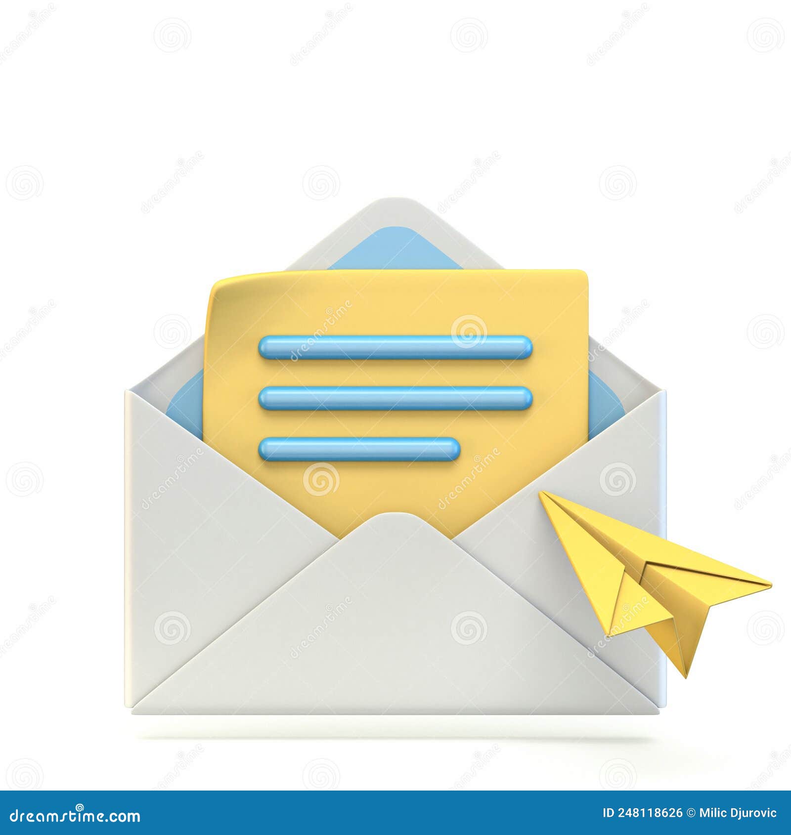 Mail Icon with Paper Airplane 3D Stock Illustration - Illustration of ...
