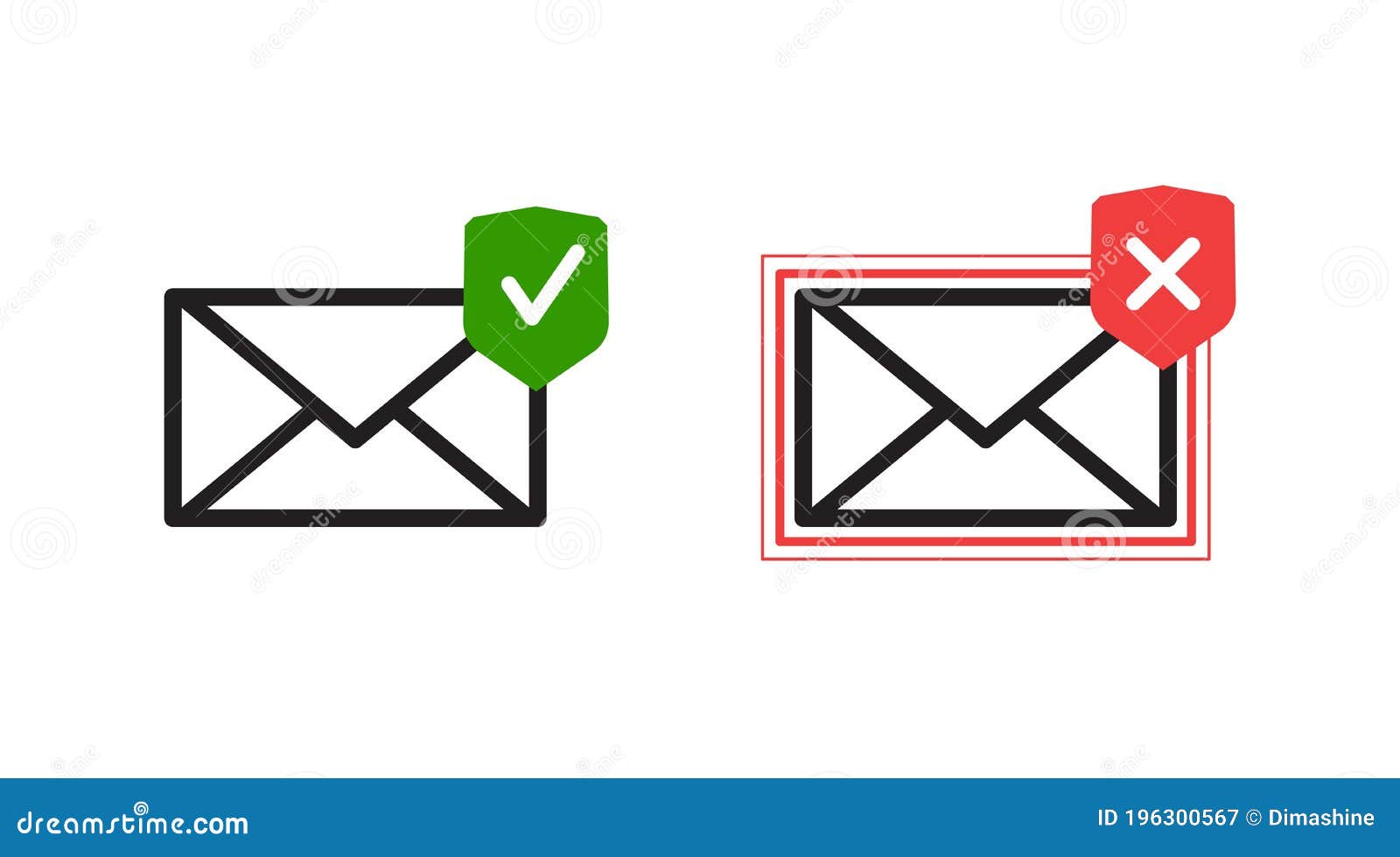 Mail Icon Red Line Flat. Isolated Vector Illustration Set Email. Stock ...