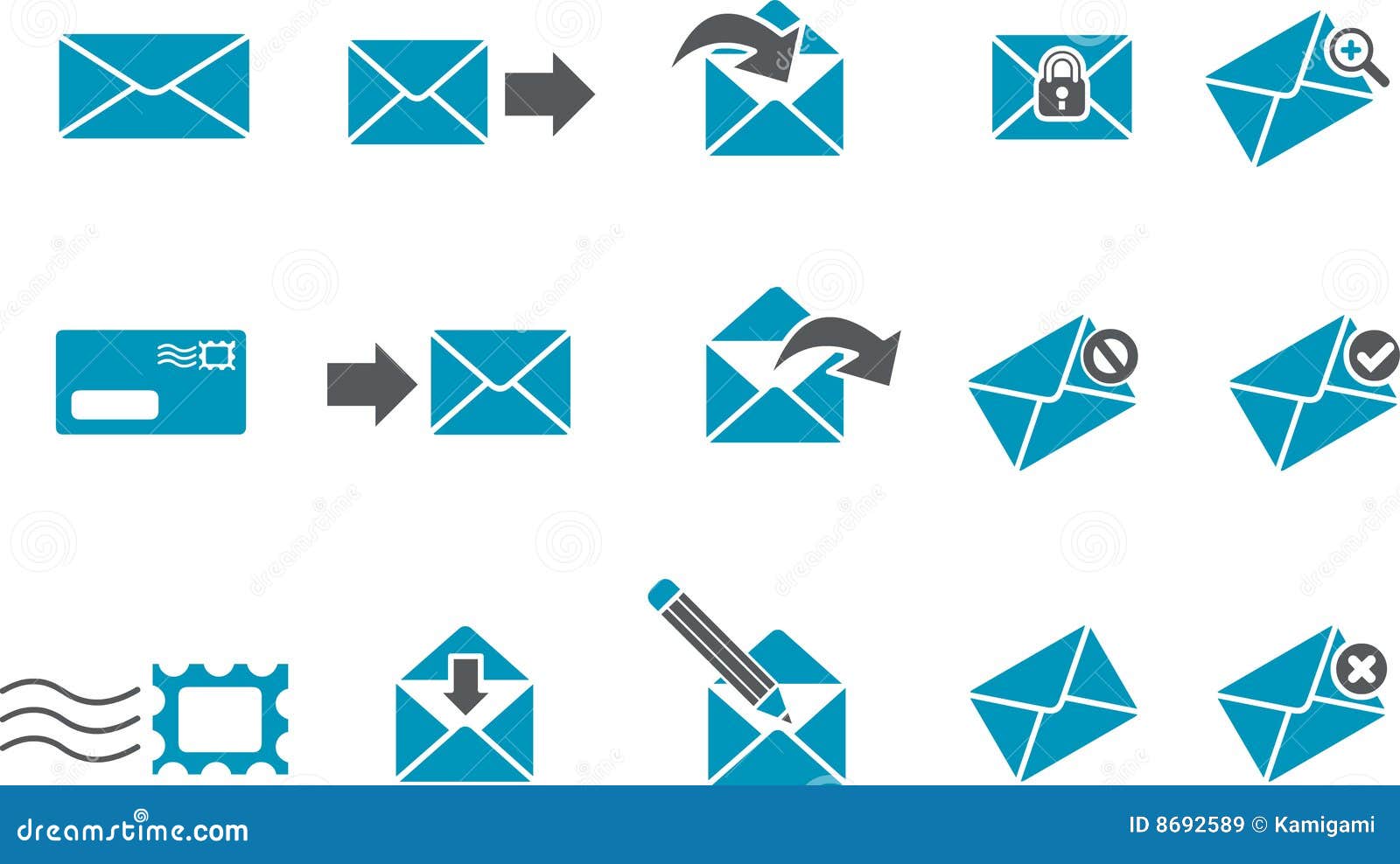 Mail Icon Set stock vector. Illustration of accepted, message - 8692589
