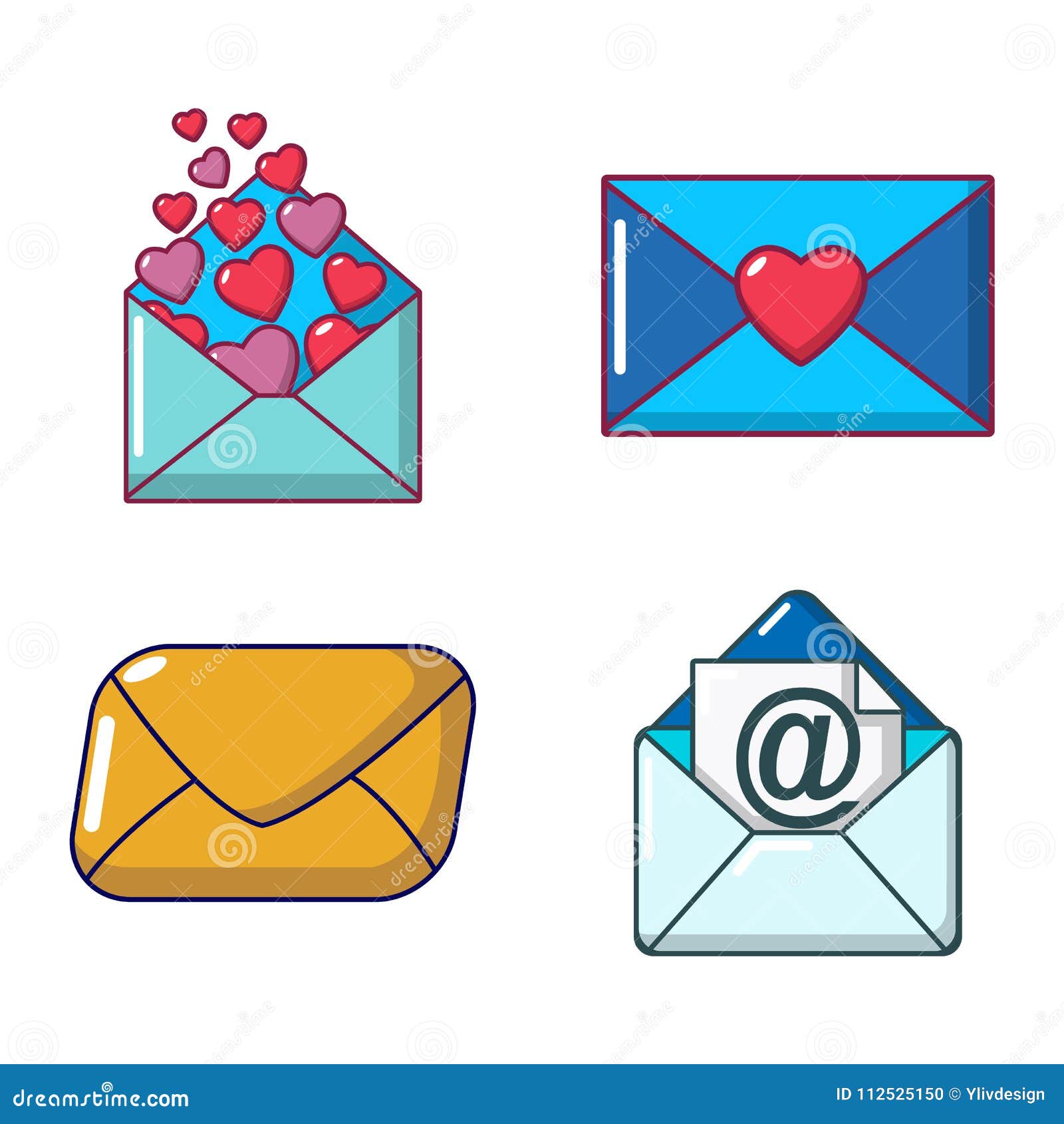 Mail Icon Set, Cartoon Style Stock Vector - Illustration of address ...