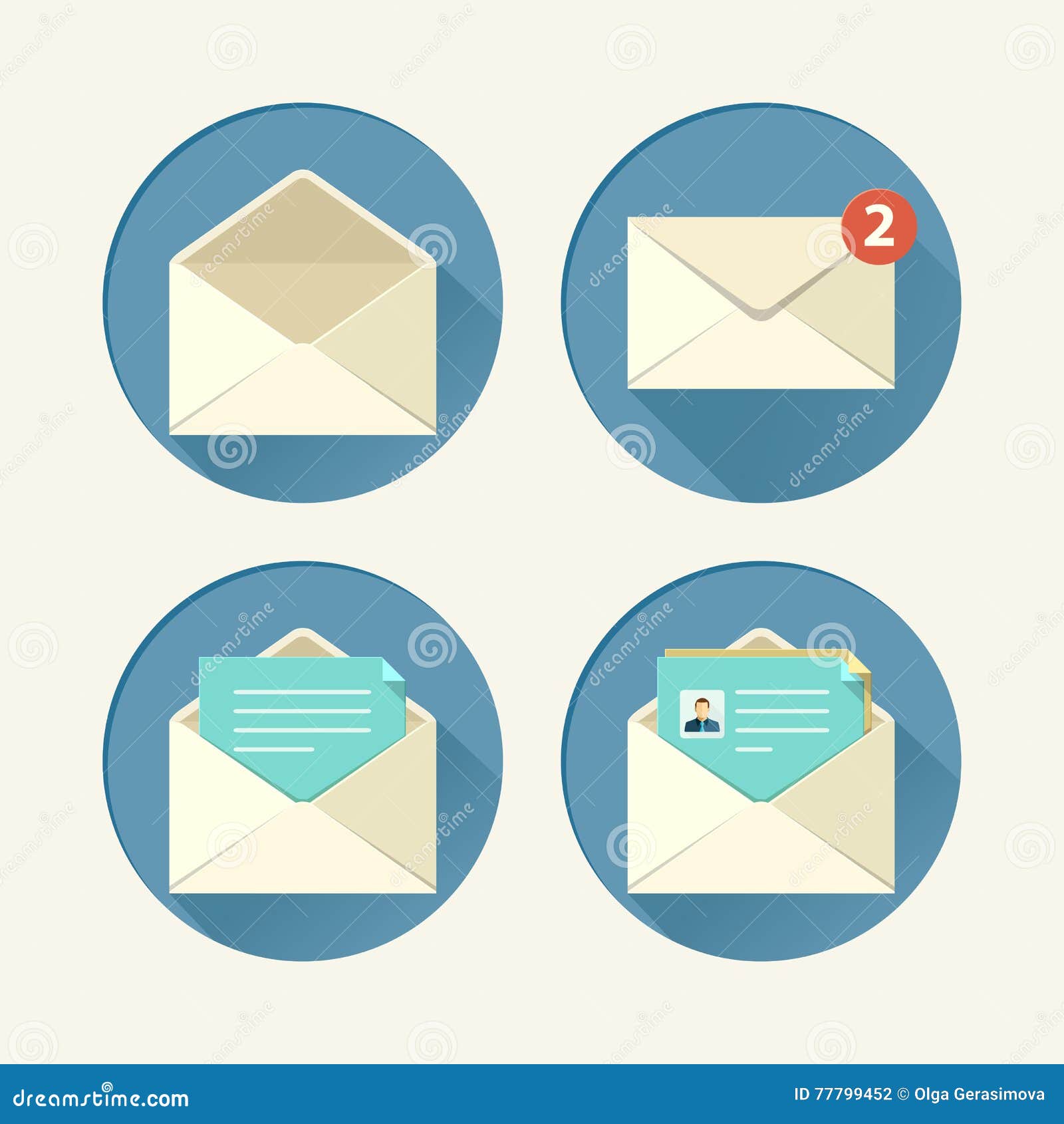 Mail Icon Set in Flat Style Vector Illustration Stock Vector ...